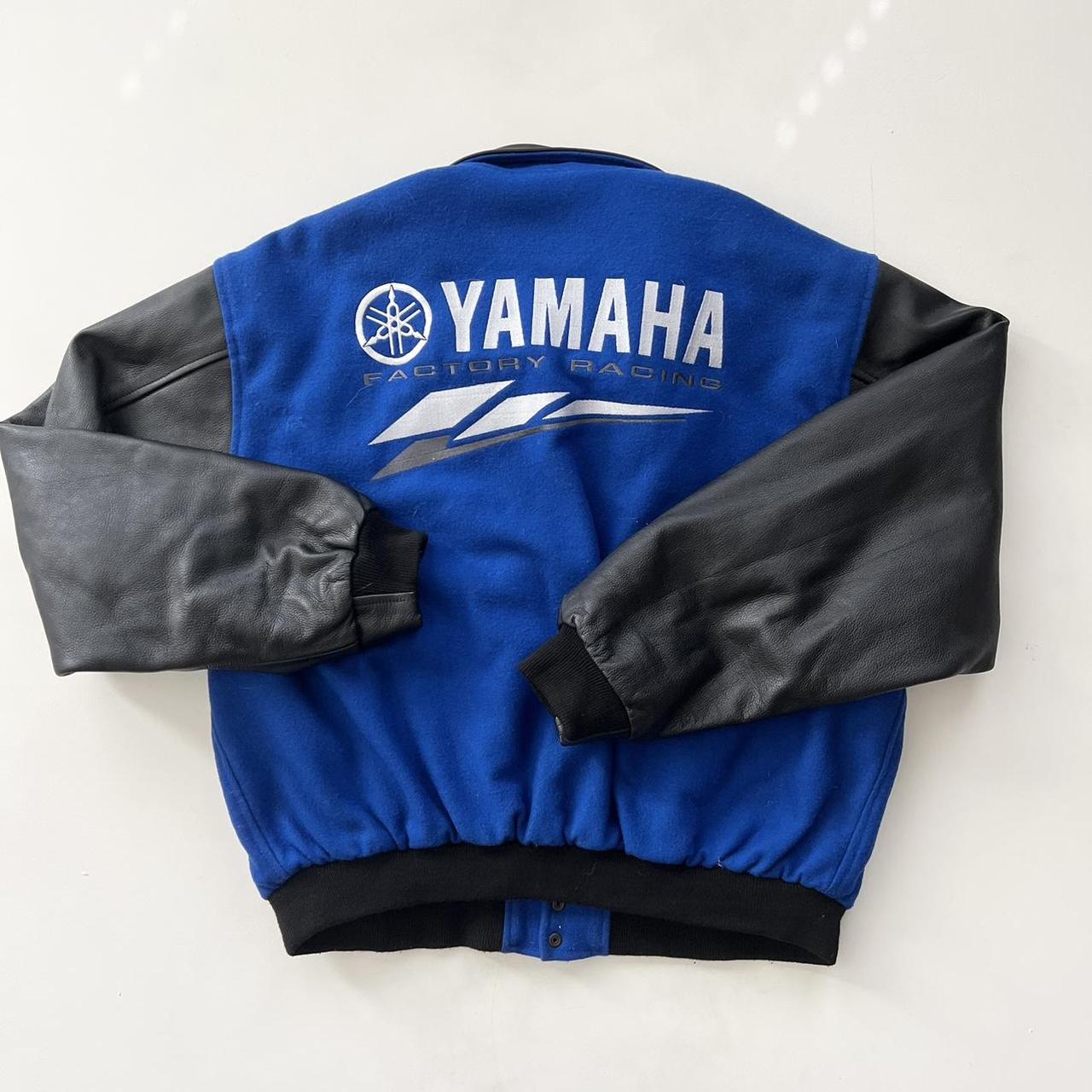 Vtg 90s Yamaha Factory Racing Quilted Varsity Bomber... - Depop
