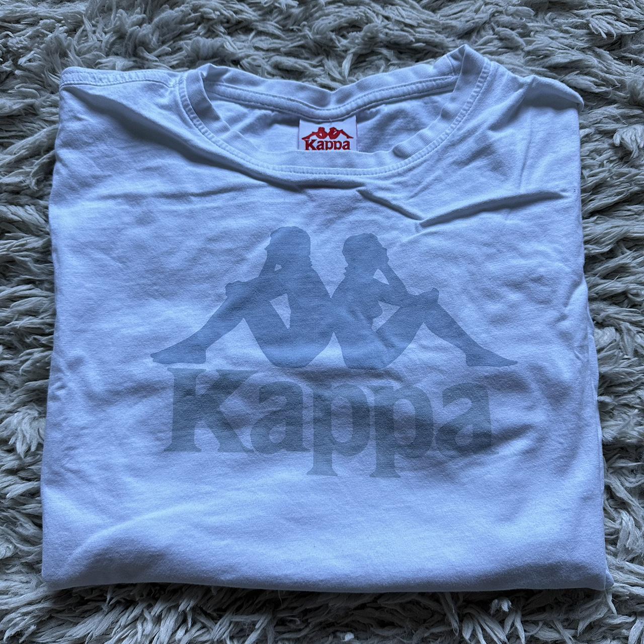 kappa white tee in new condition, size L - Depop
