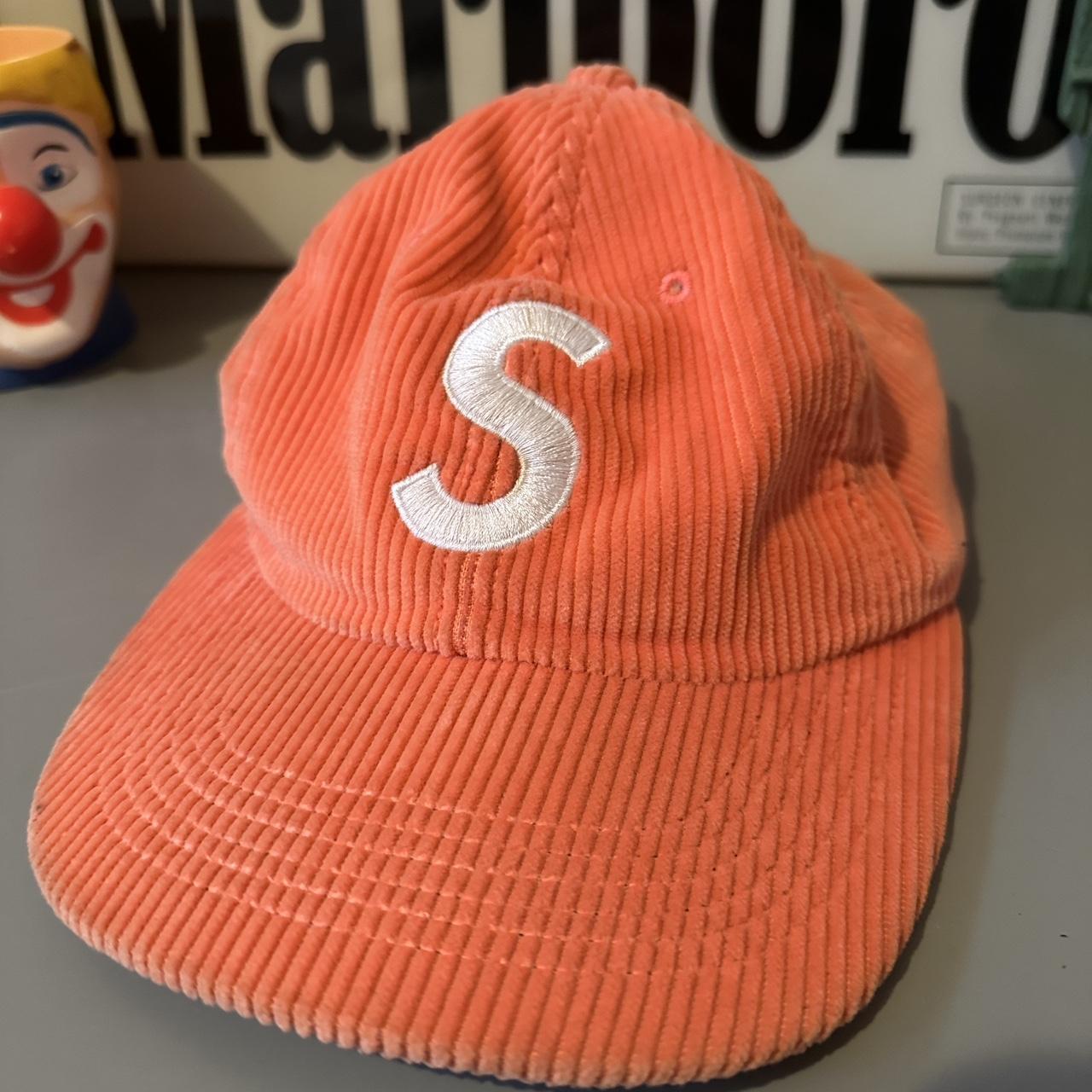 Supreme S Logo Corduroy Peach Hat - Depop