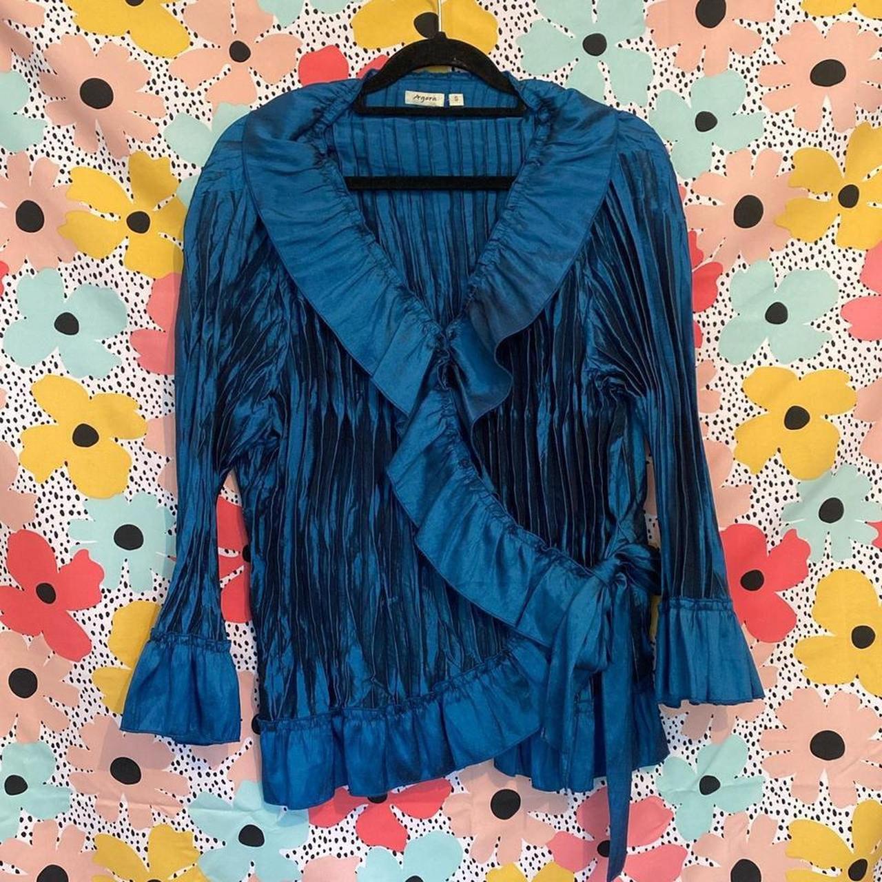 TRUE 90s RUFFLE SHIRT iconic royal blue ruffle... - Depop