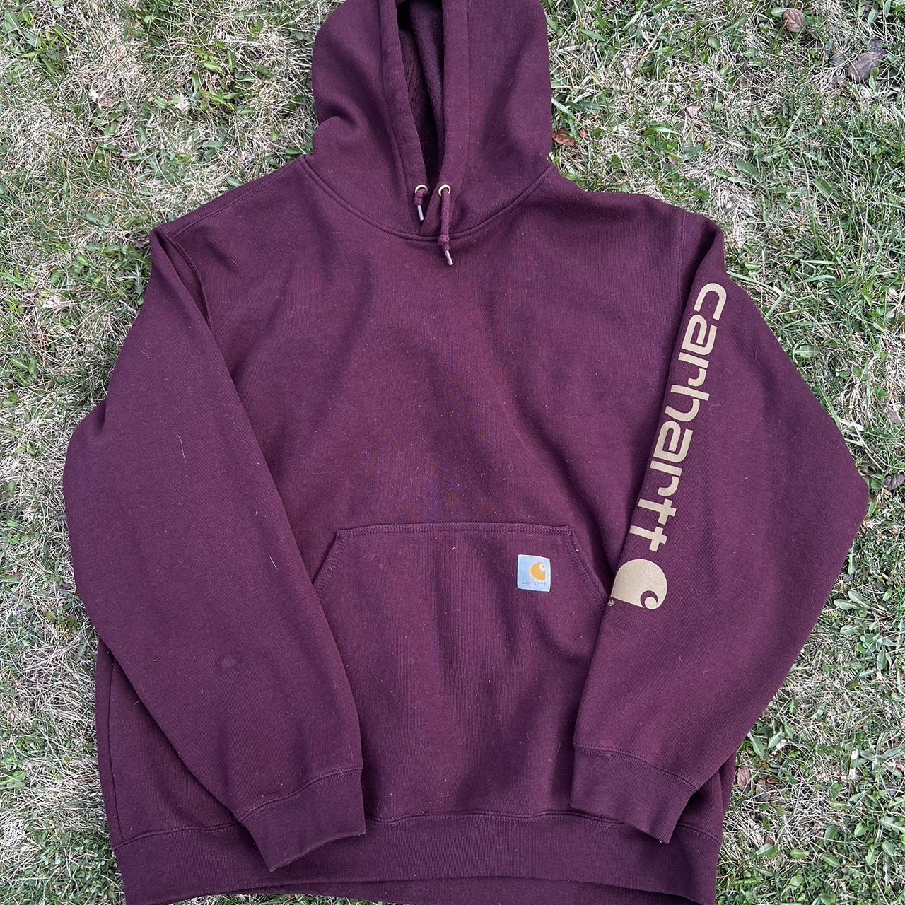 Worn Maroon Carhartt Hoodies - Depop