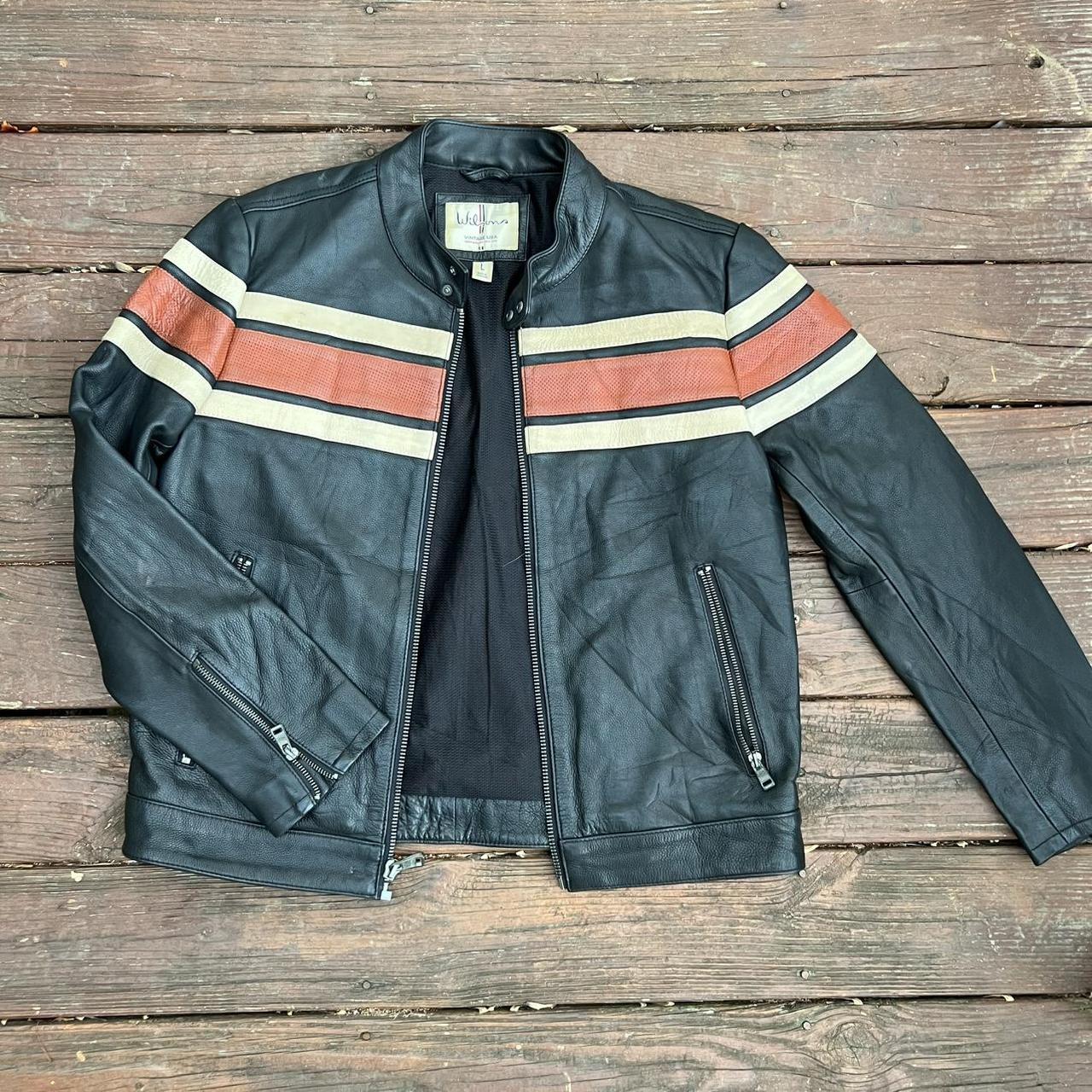 100% Leather Wilson motorcycle jacket. Men’s large... | Depop