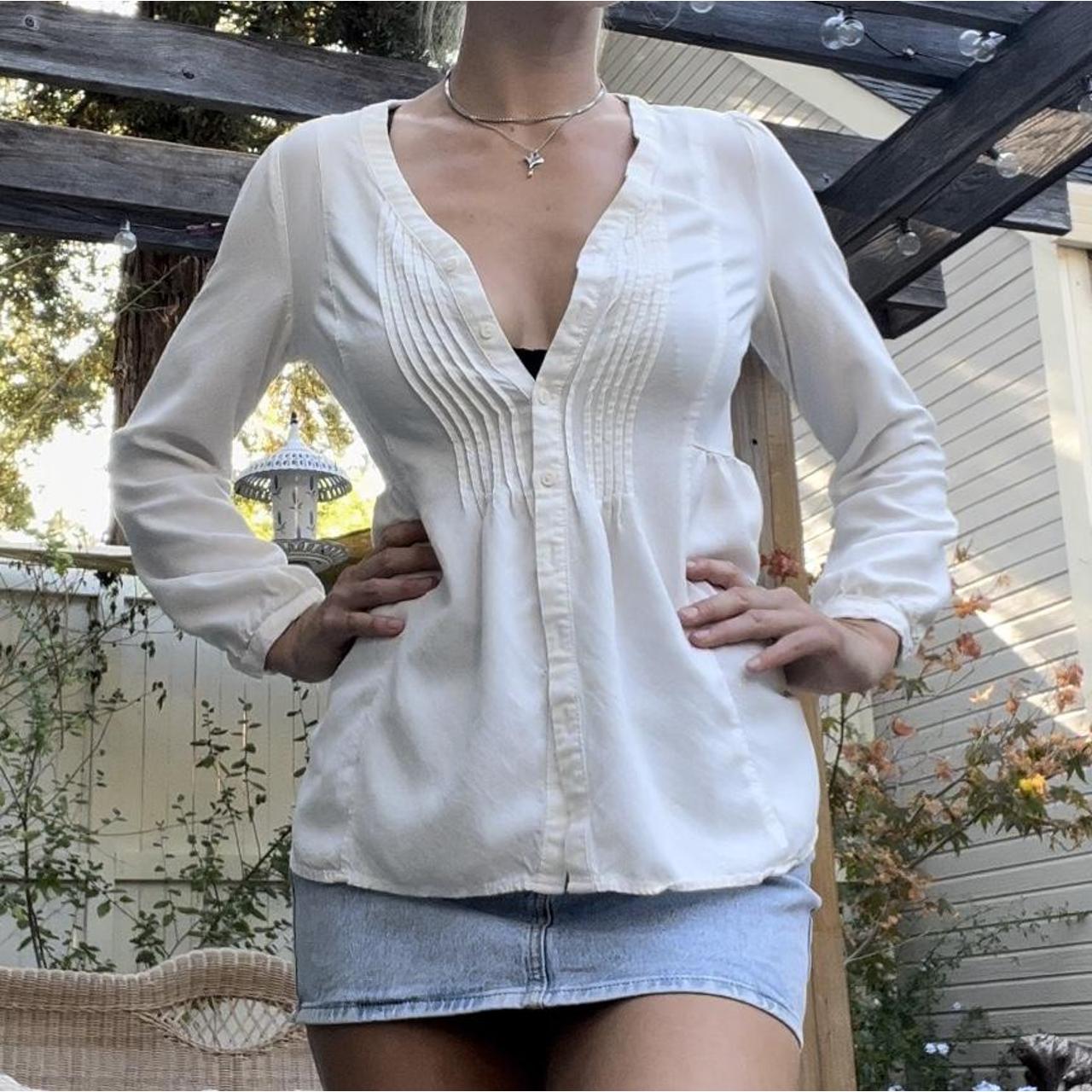 Lc Lauren Conrad white women’s minimalist button up... - Depop