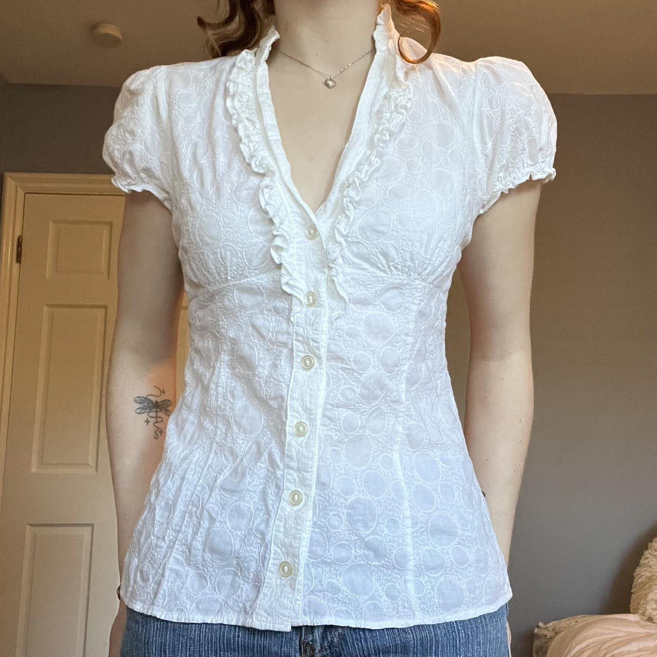 charlotte russe white button up blouse🫧 * adorable... - Depop