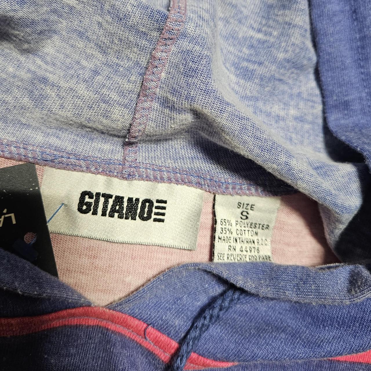 1980s Vintage Gitano Short Sleeve Colorblock Hooded... - Depop