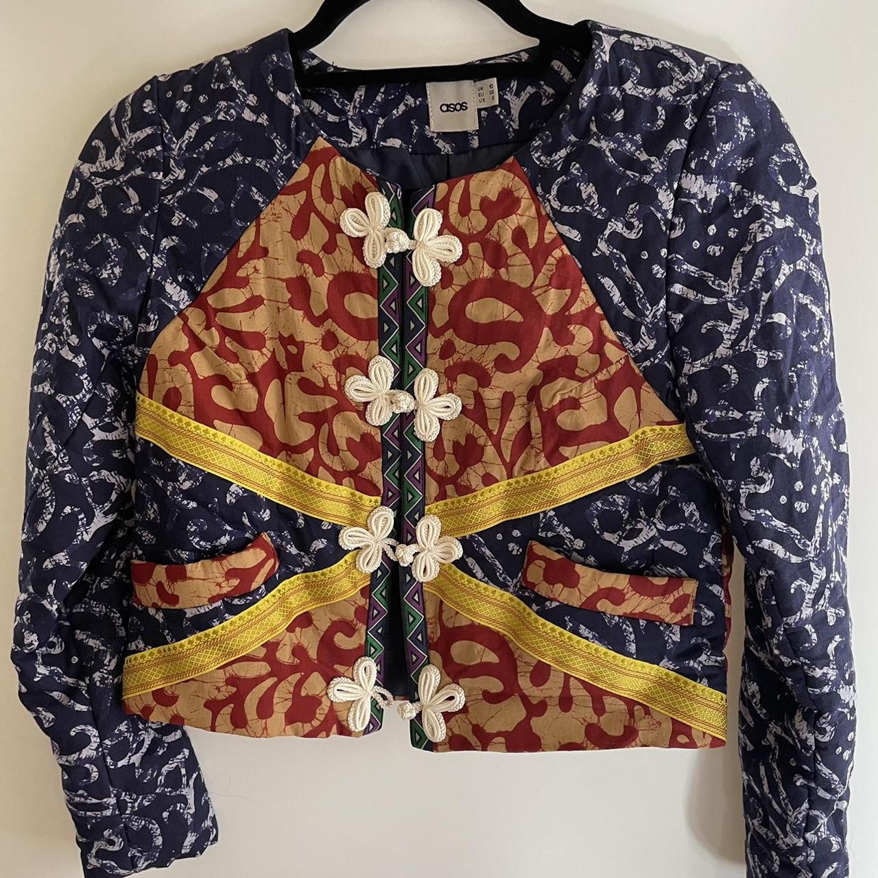 ASOS Printed quilted patterned jacket w/tape details... - Depop