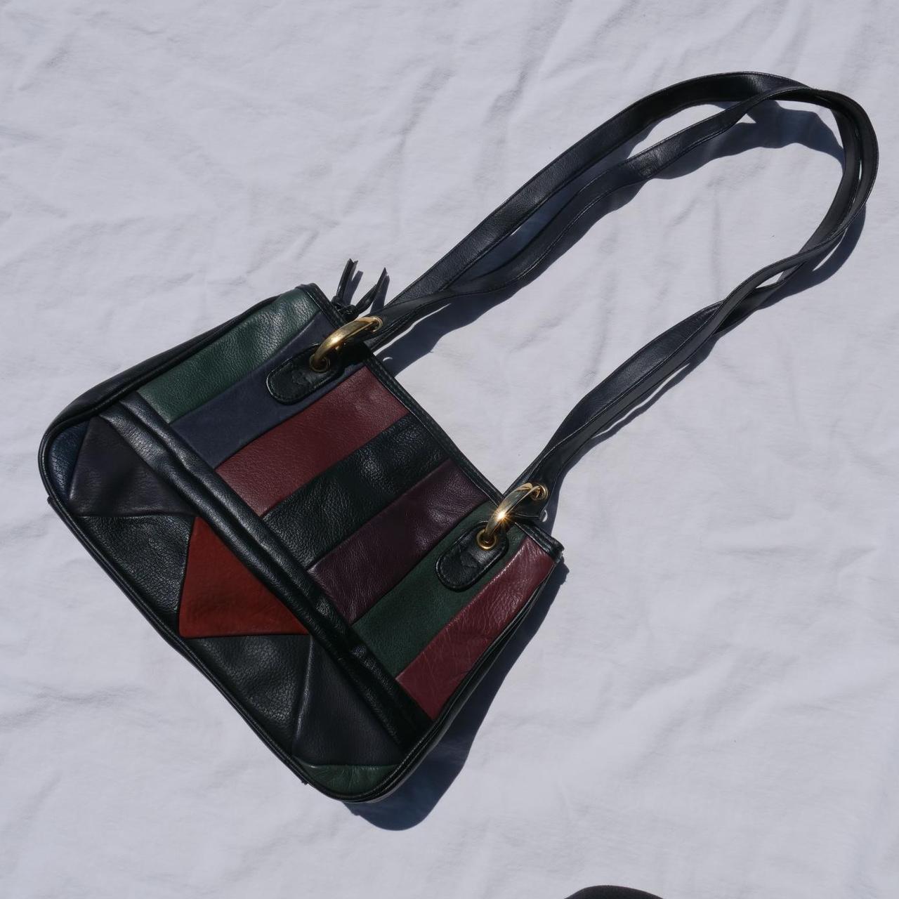 Excellent vintage 80s colorblock vegan leather... - Depop