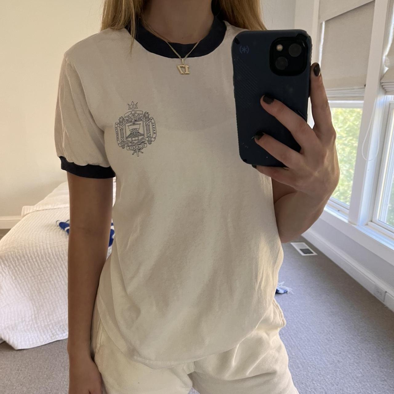 Authentic naval academy ringer T-shirt Fits size small - Depop