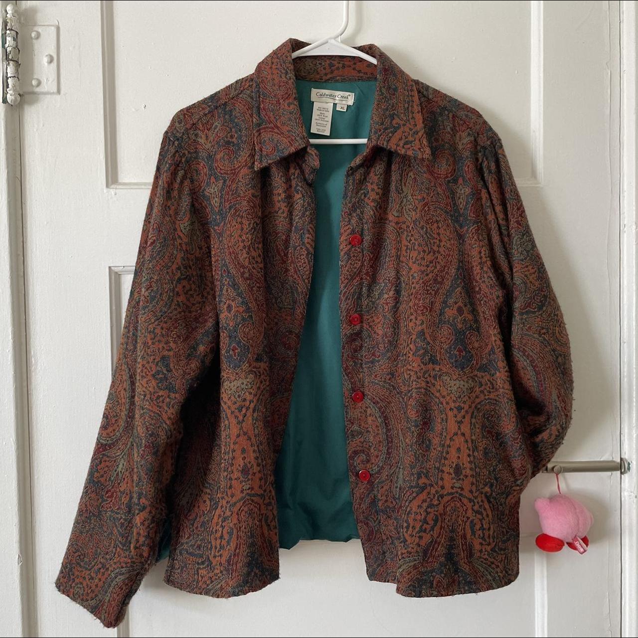 Coldwater Creek Women's Orange and Blue Jacket | Depop