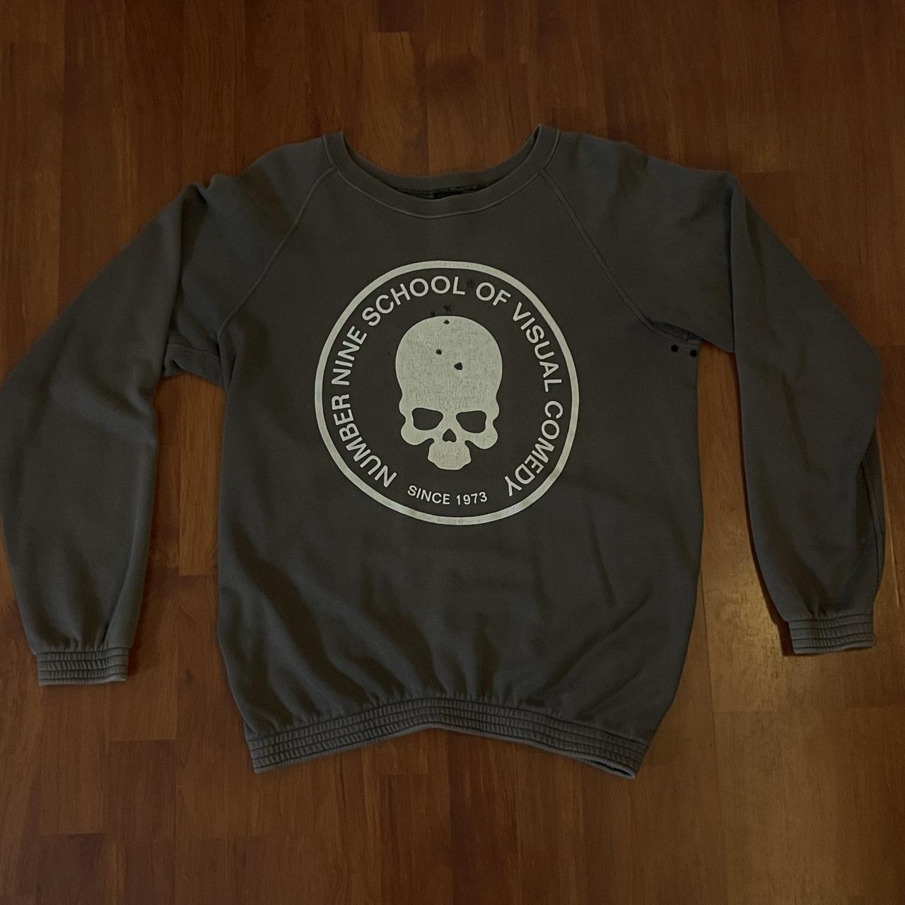 Number Nine School of Visual Comedy Skull Crewneck... - Depop