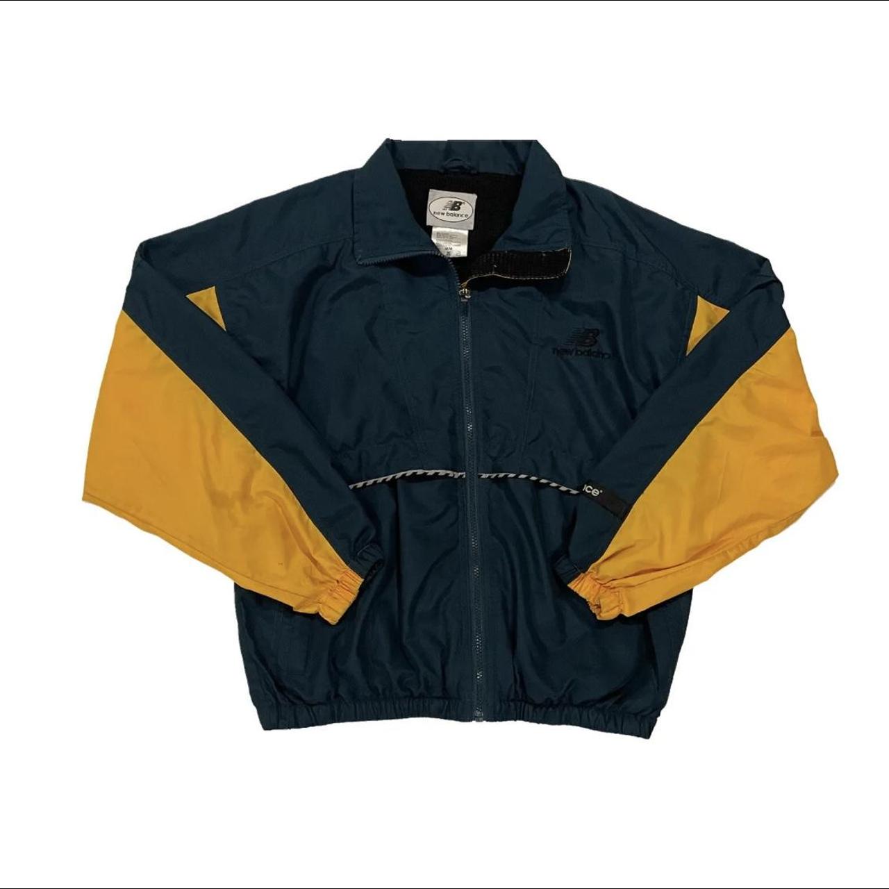 Vintage New Balance Yellow Green Windbreaker Jacket... - Depop