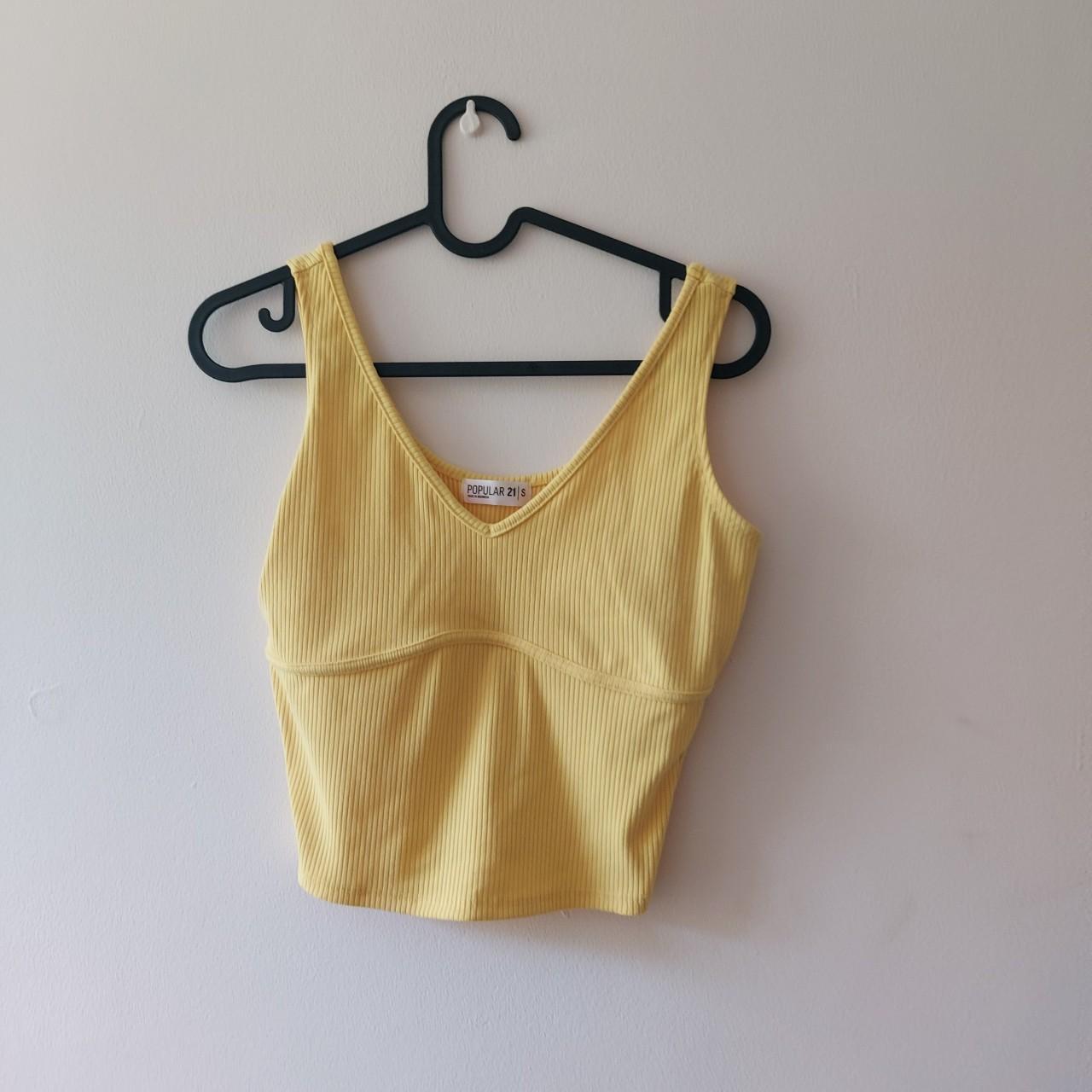 Yellow corset style cropped vest top. Brand new... - Depop