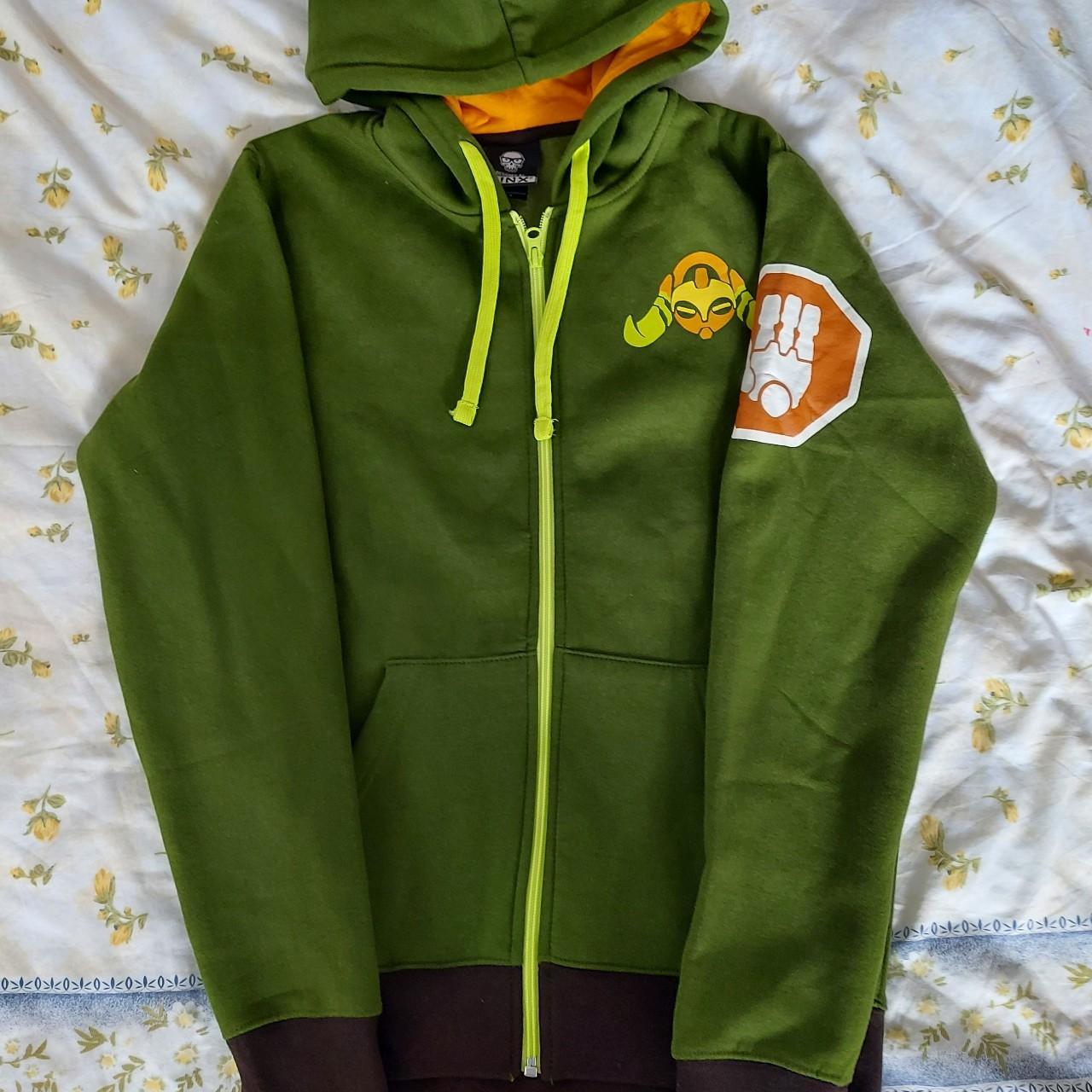Overwatch Men's Orange and Green Hoodie | Depop