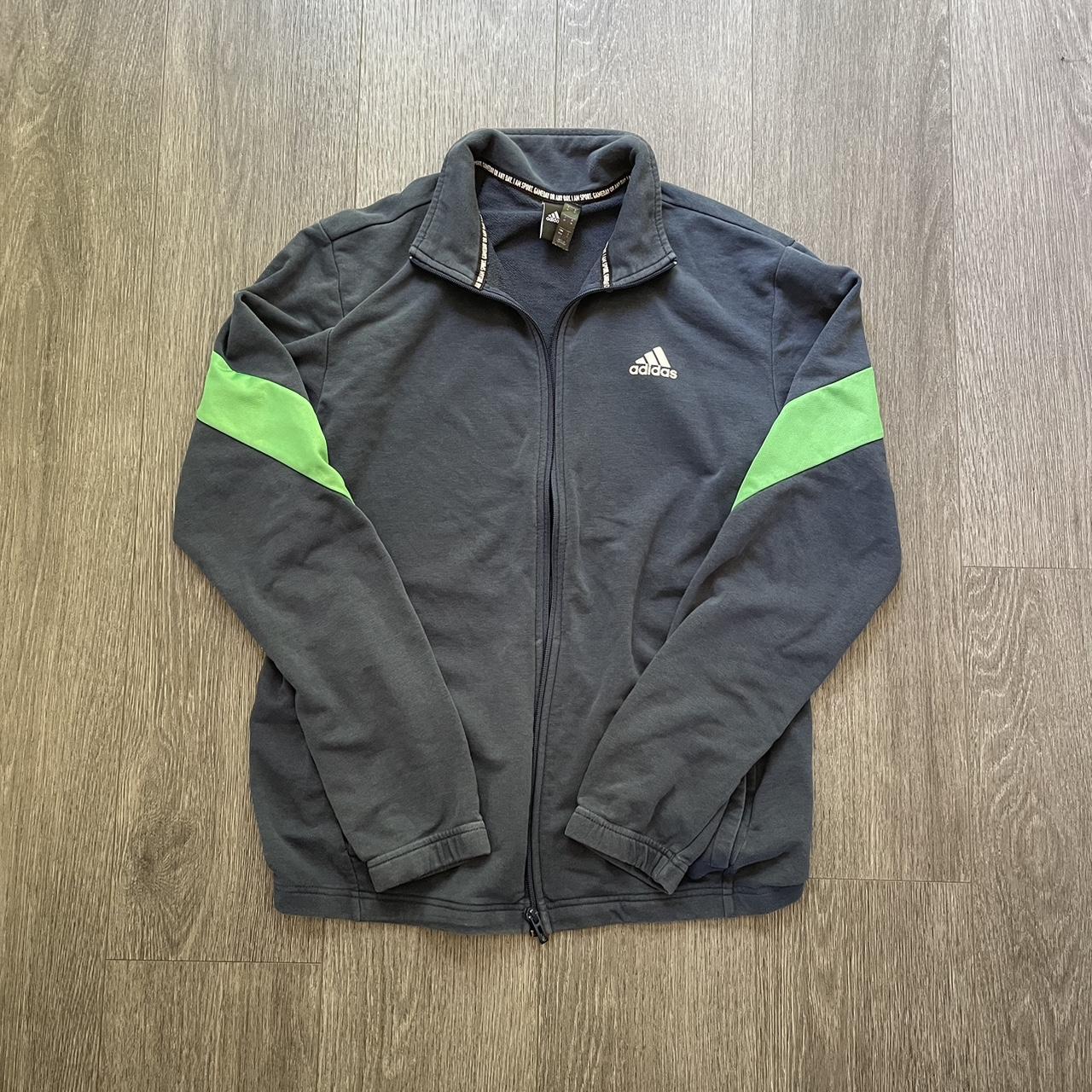 🧞‍♂️Blue and green retro Adidas jumper Great piece in... - Depop