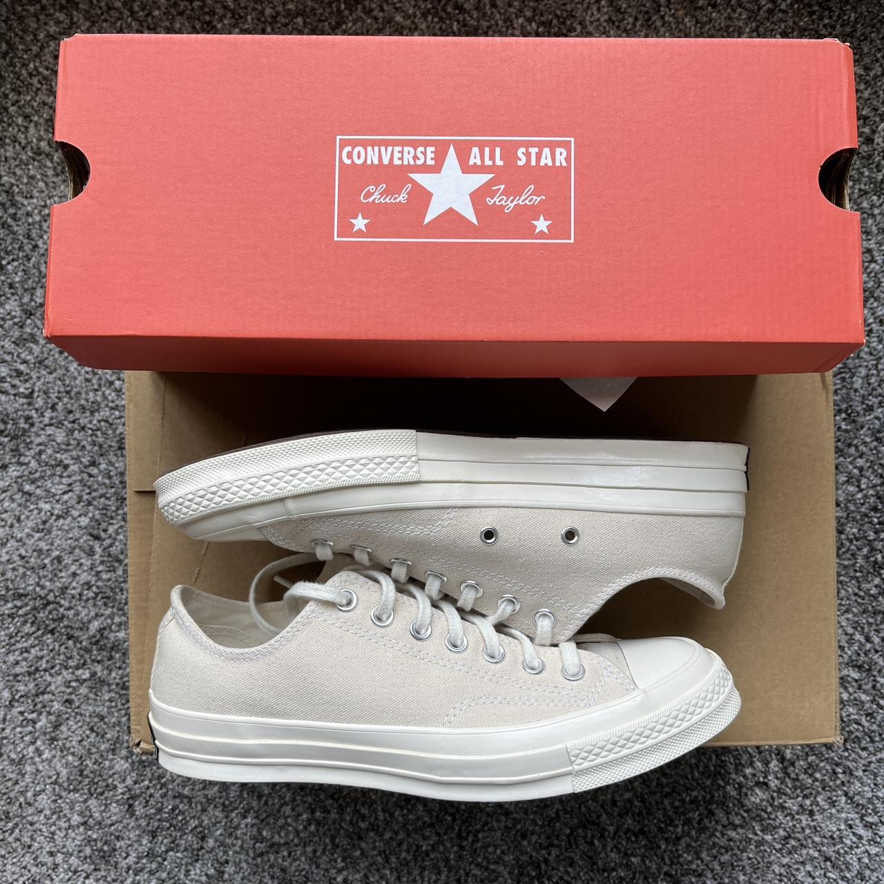 Converse Men's White and Cream Trainers | Depop