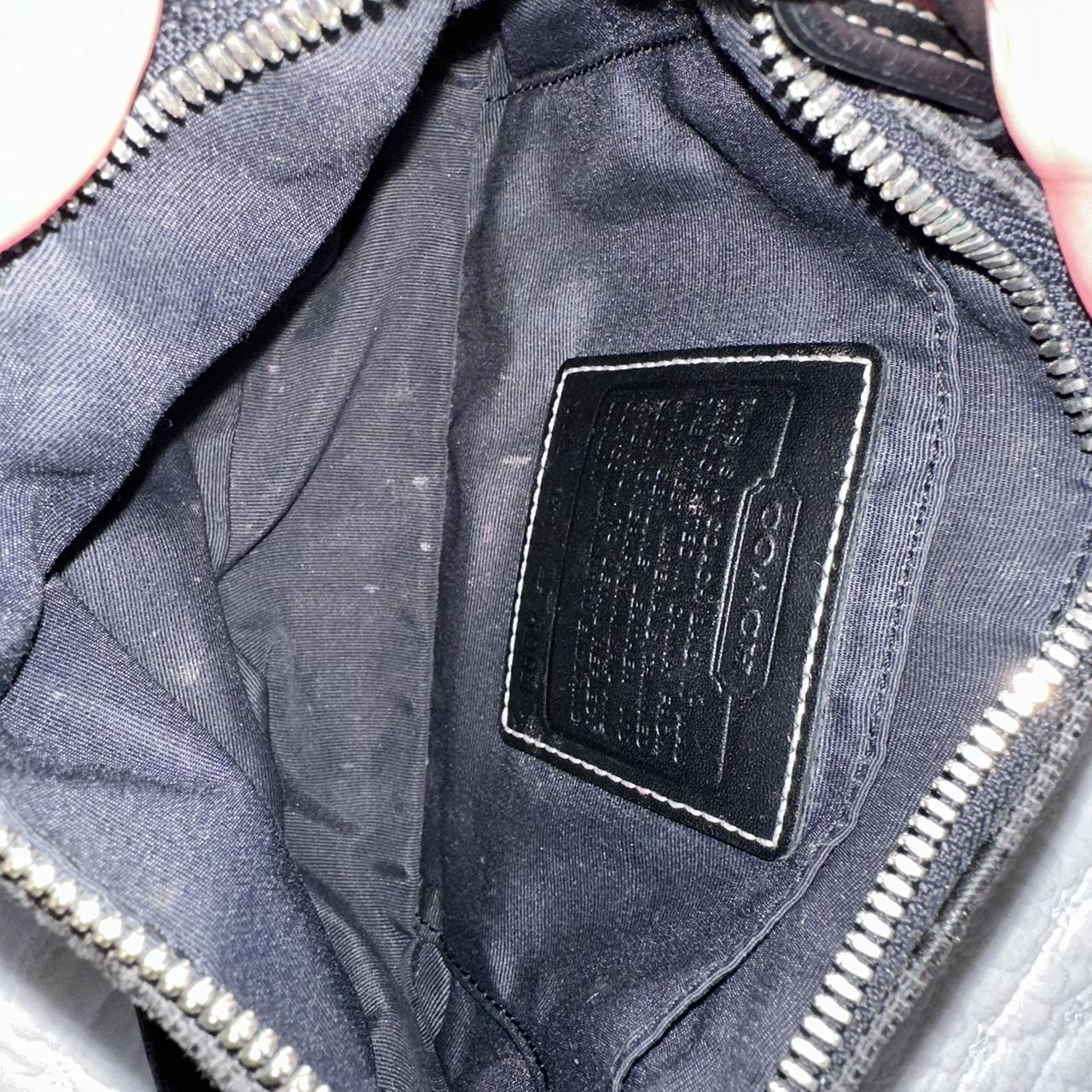 Coach mini baguette black leather and canvas bag... - Depop