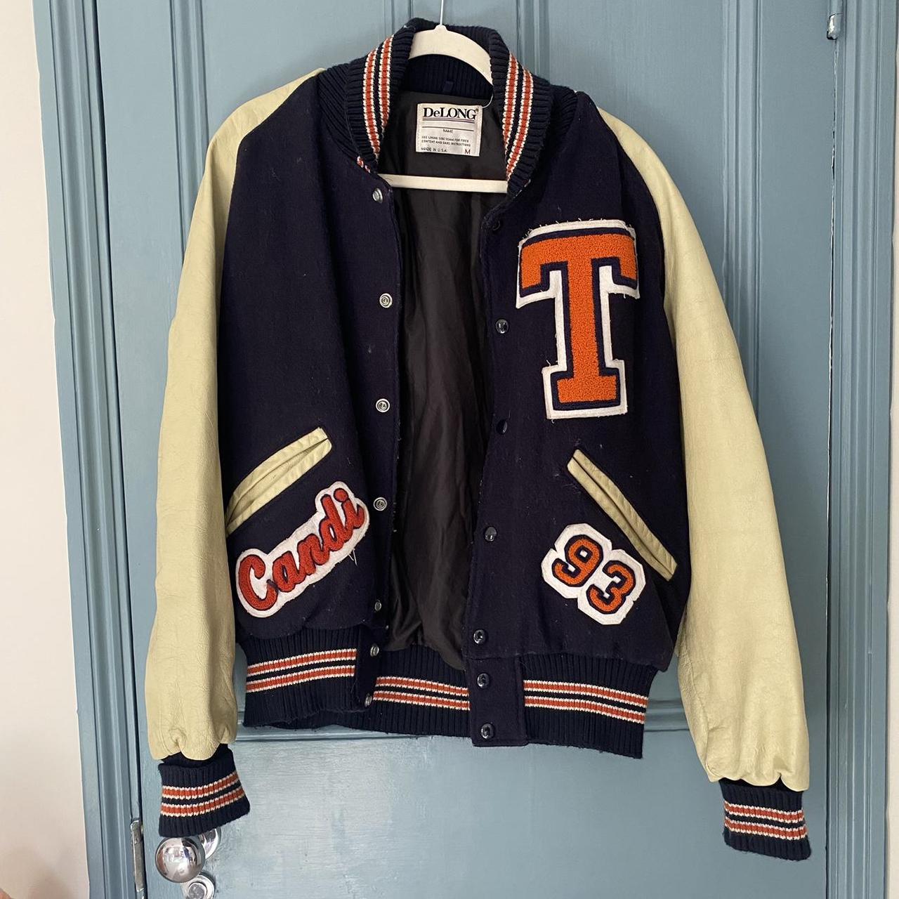 Vintage authentic American varsity jacket Navy wool... - Depop
