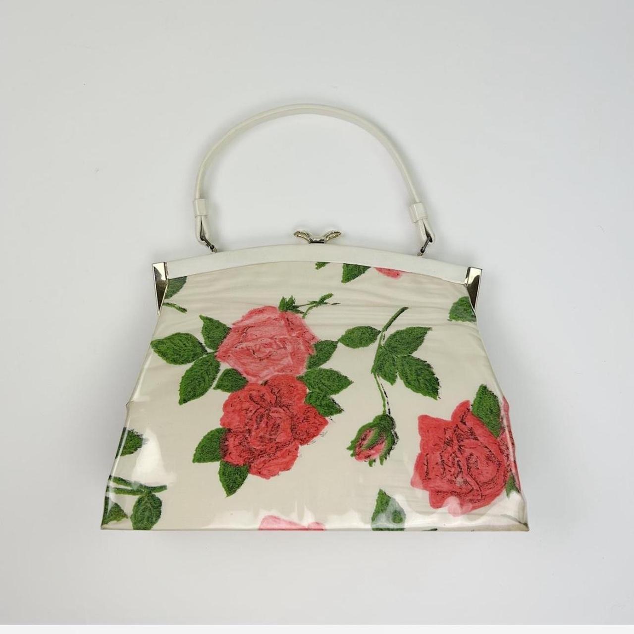 Repop! Vintage 60s rose print purse Clear vinyl... - Depop