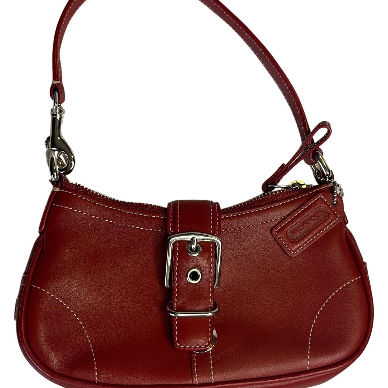 Red leather coach shoulder bag - Depop