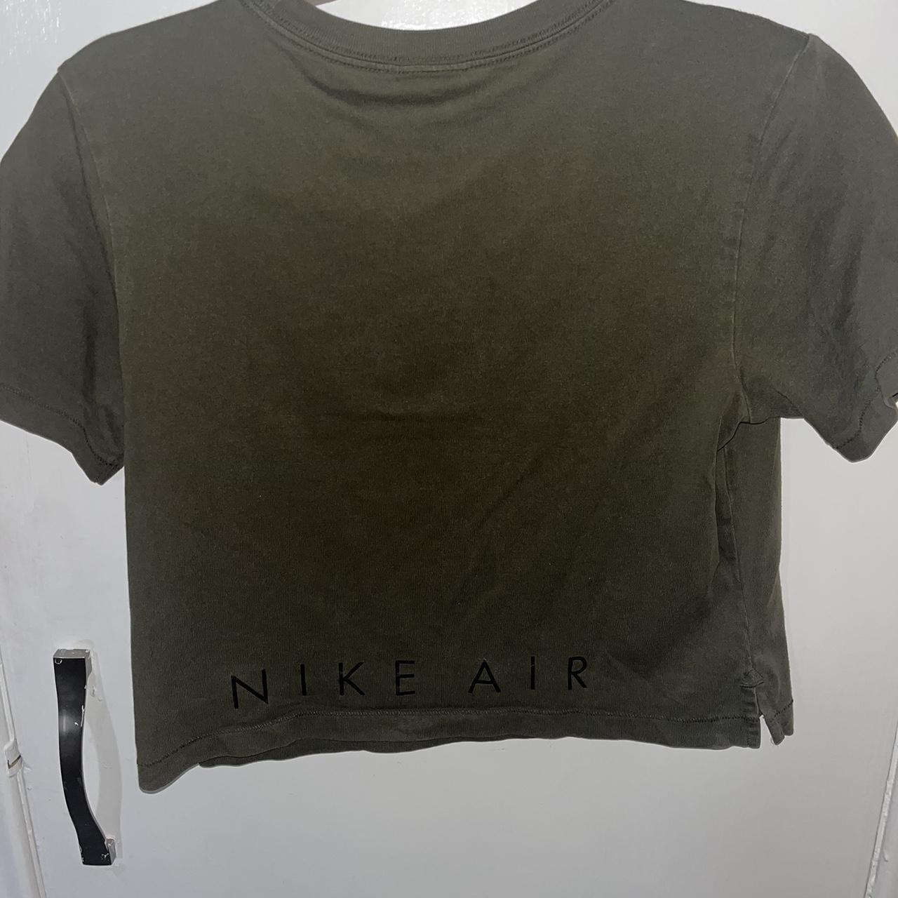 Kaki green cropped nike air t-shirt size xs worn a... - Depop