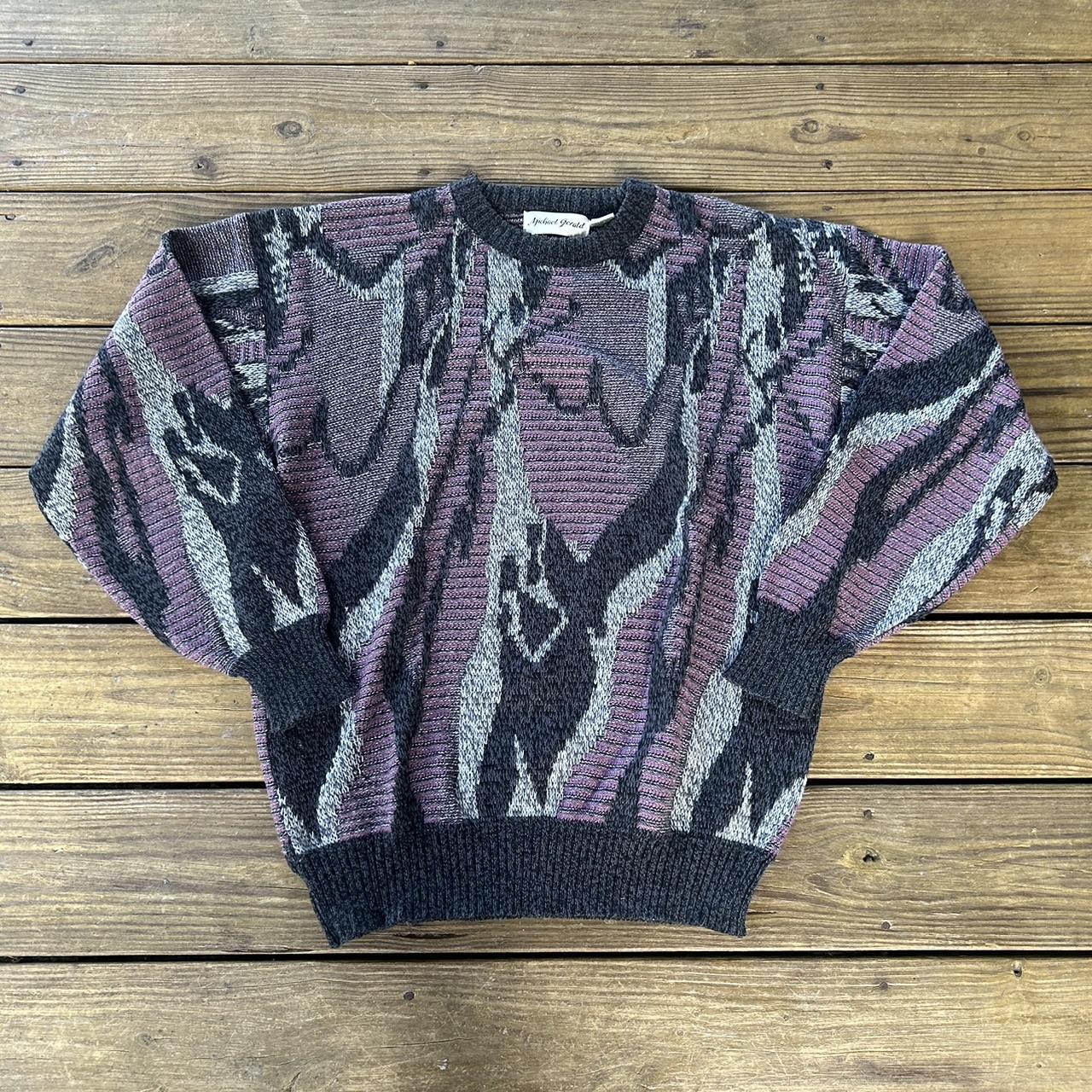vintage coogi style pattern crewneck sweater... - Depop