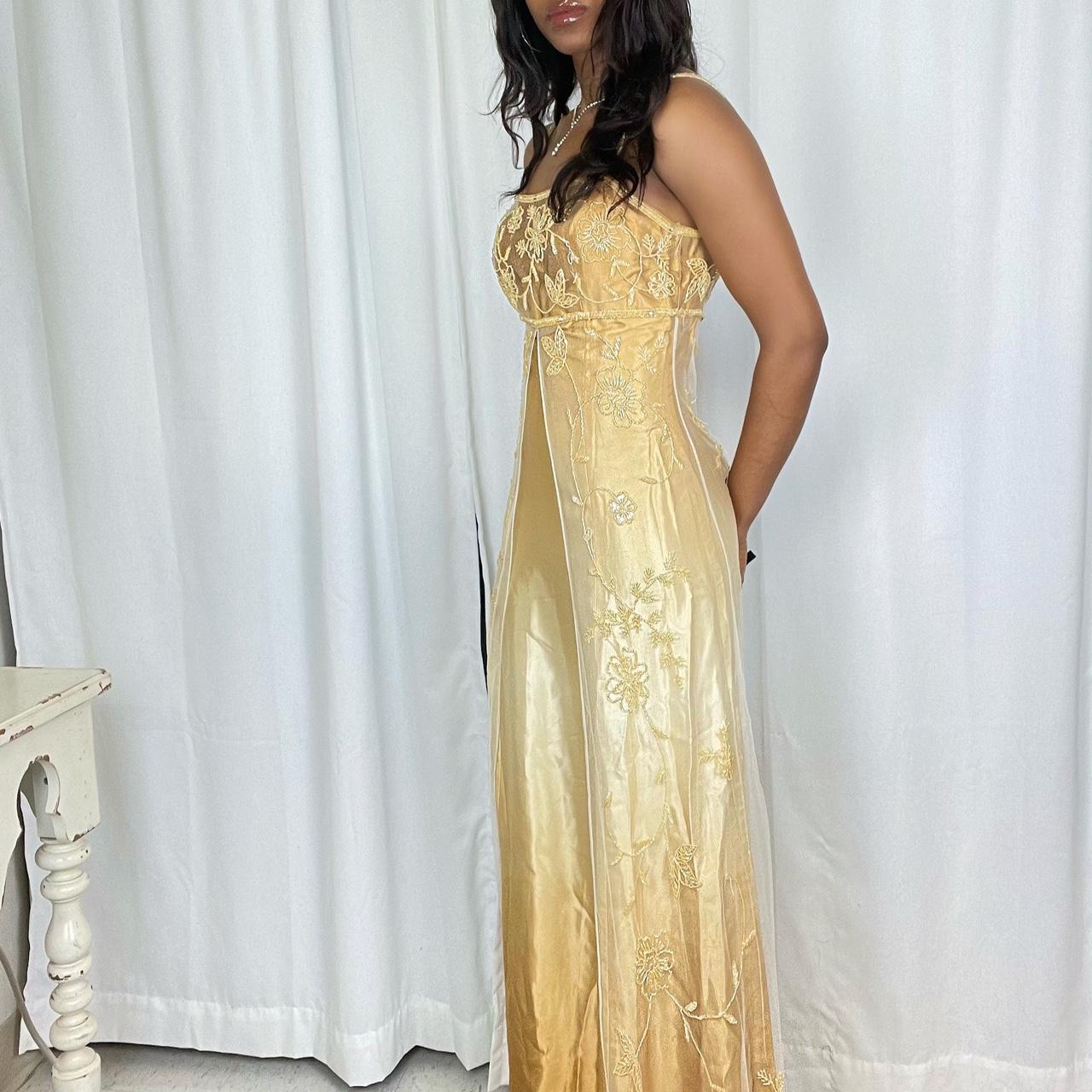 The perfect Golden Sheer lined prom dress 🚫 PayPal... - Depop