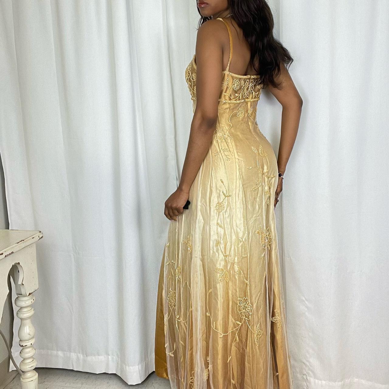 The perfect Golden Sheer lined prom dress 🚫 PayPal... - Depop