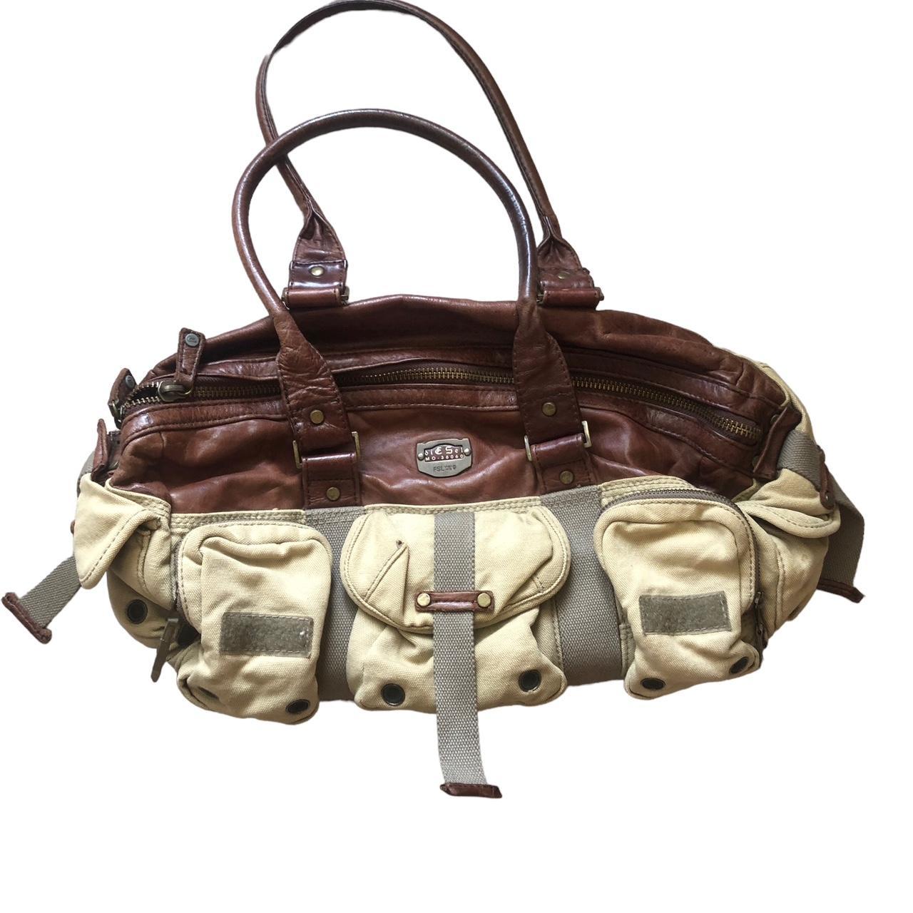 Insane rare vintage diesel bag Leather and khaki... - Depop