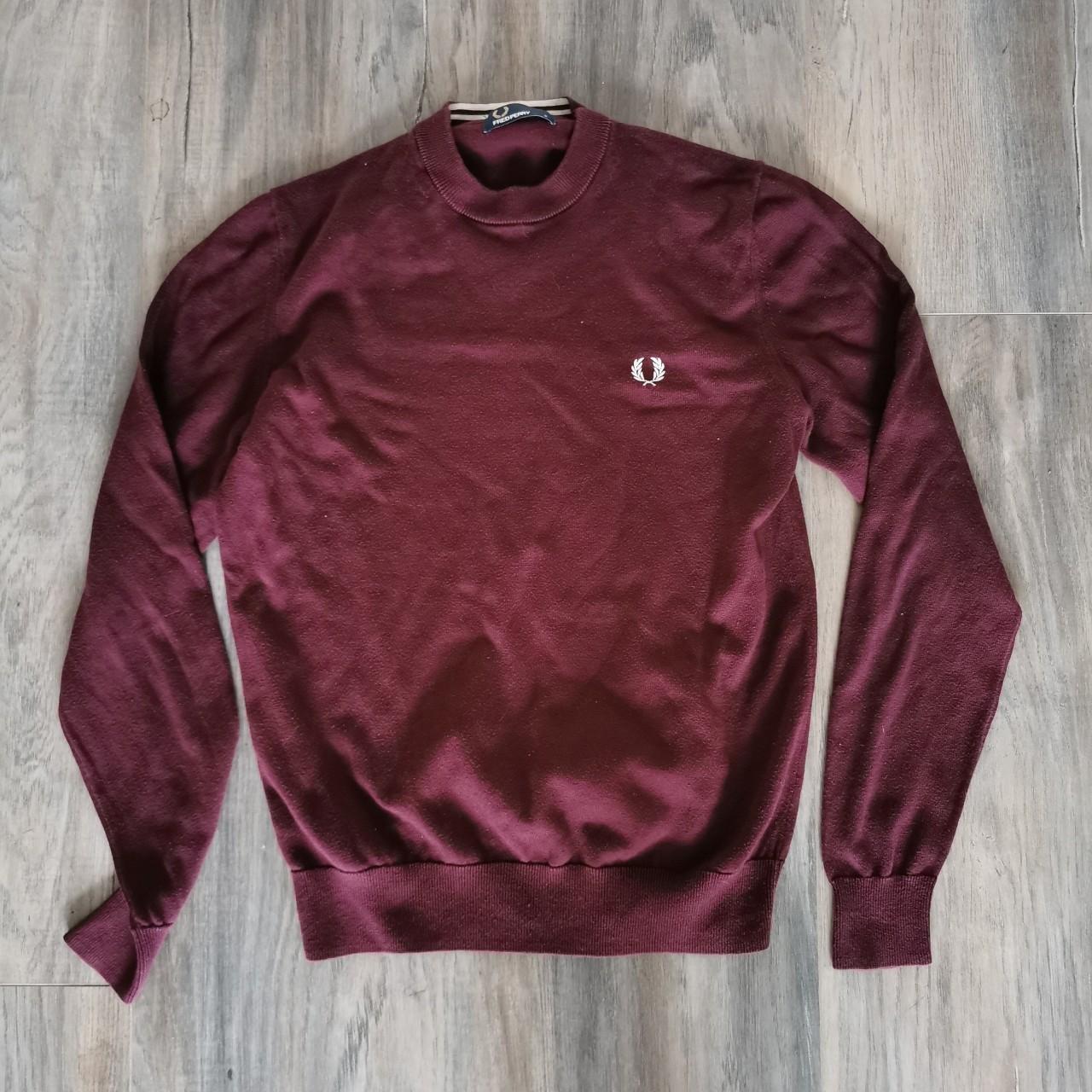 Fred Perry Men's Burgundy Jumper | Depop