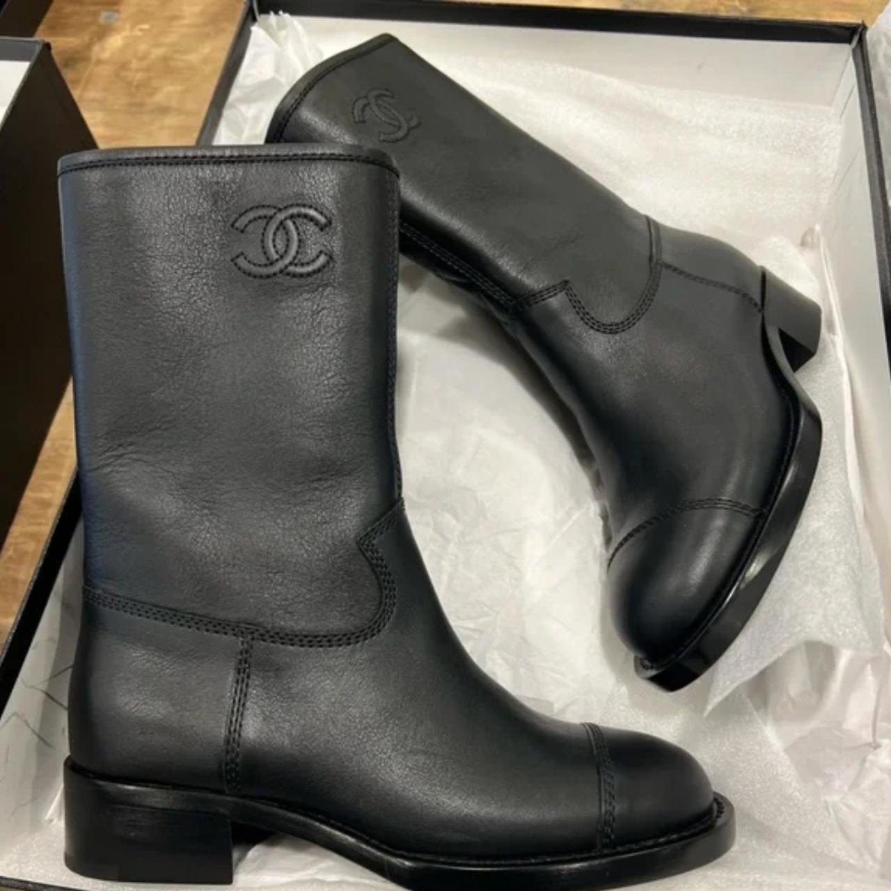 Chanel Leather Quilted Black Ankle Boot NEW #chanel... - Depop