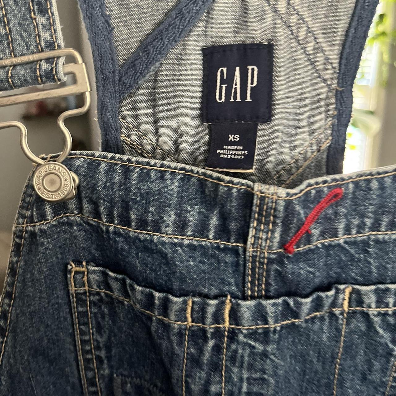 GAP XS/S long dark washed denim overalls - Depop