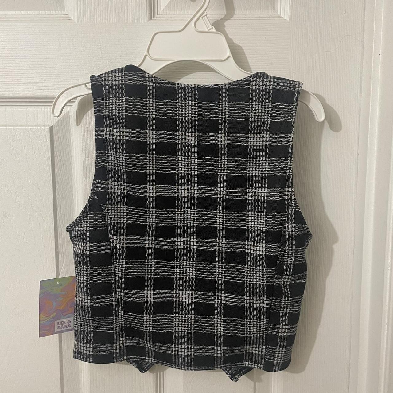 adorable black and white twee vest for layering or... | Depop