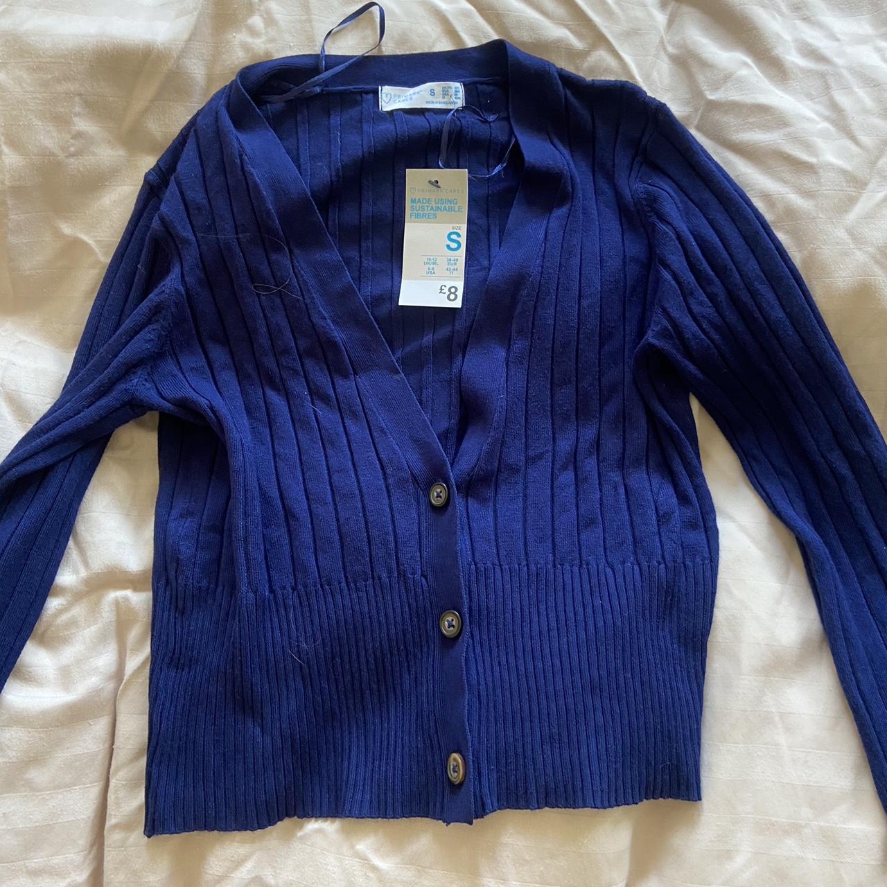 Brand new royal / navy blue, button up crop... - Depop