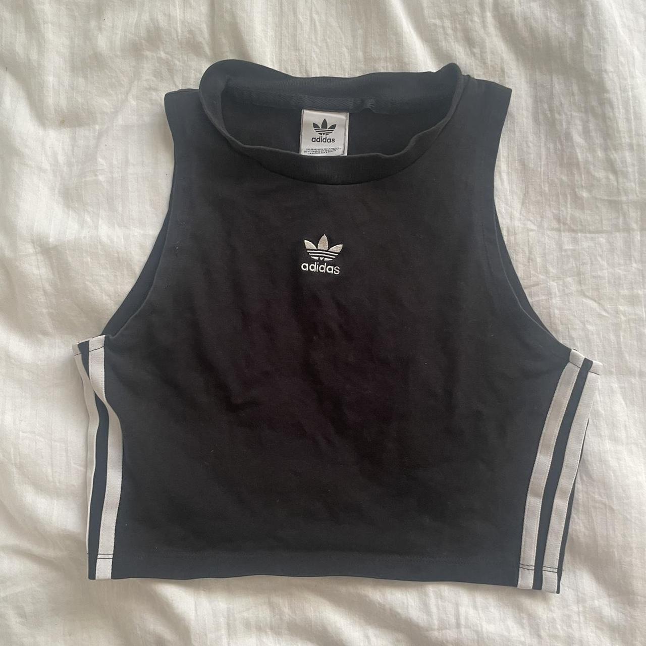 Adidas Women's Black Crop-top | Depop