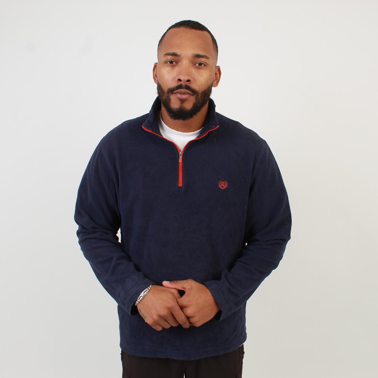 "Men's Vintage Chaps Sport Navy Quarter Zip... - Depop