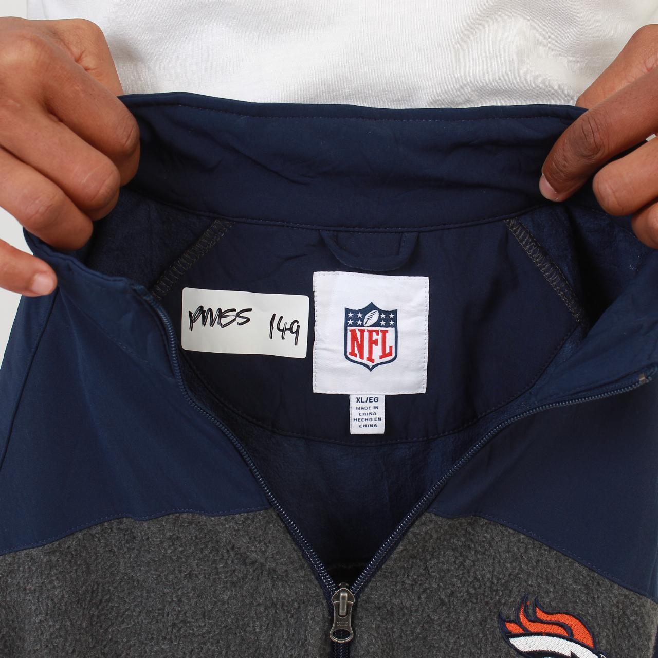 "Men's Vintage NFL Grey Broncos quarter zip... - Depop