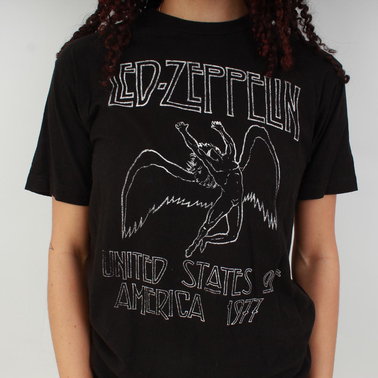 "Vintage led-zeppelin 1977 black graphic t shirt -... - Depop