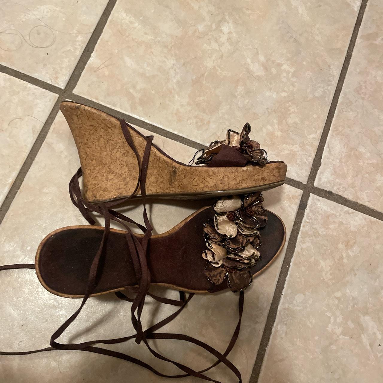 Very cute lace up cork platforms! Size 8 in women’s... - Depop