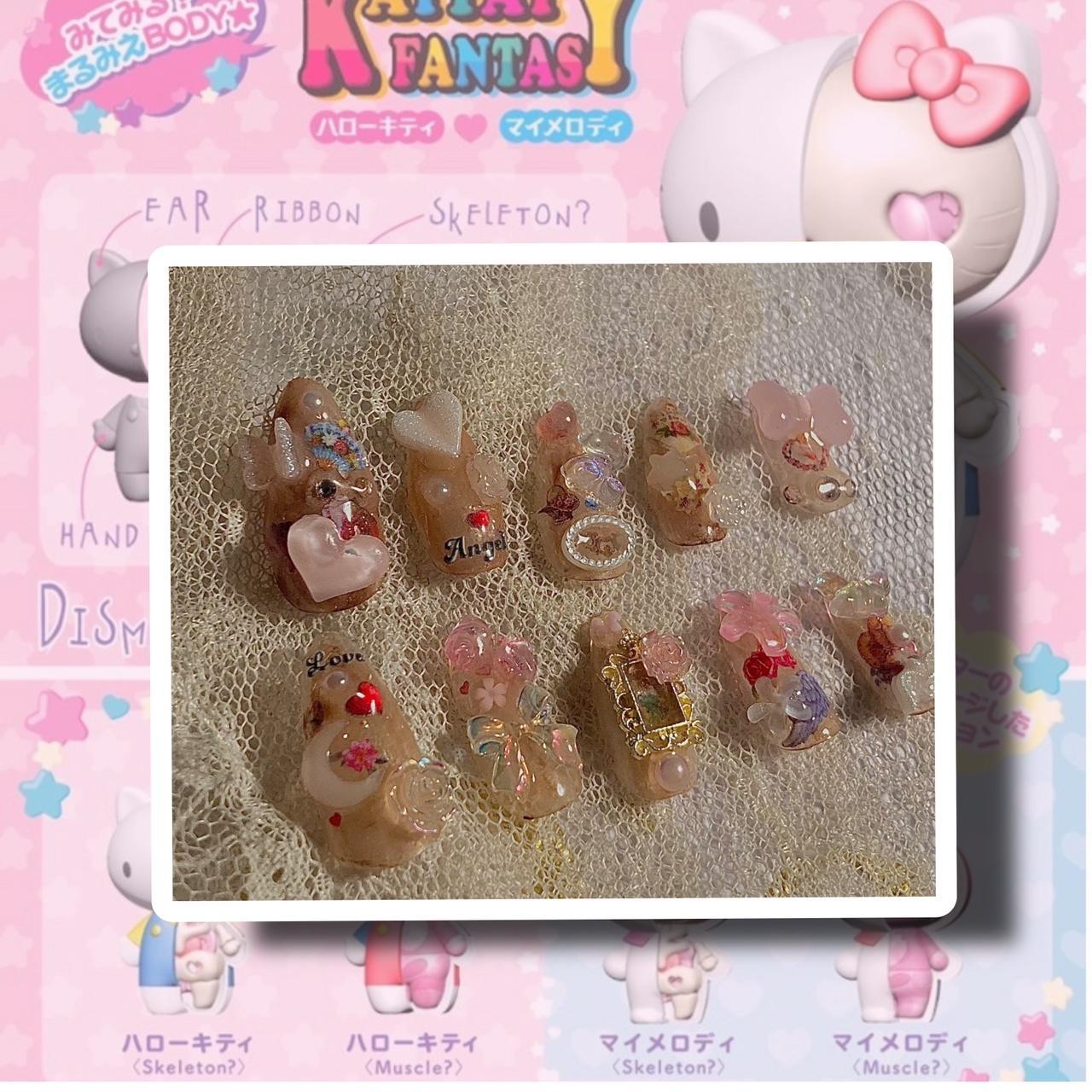 handmade coquette nails by me #handmade #coquette... - Depop