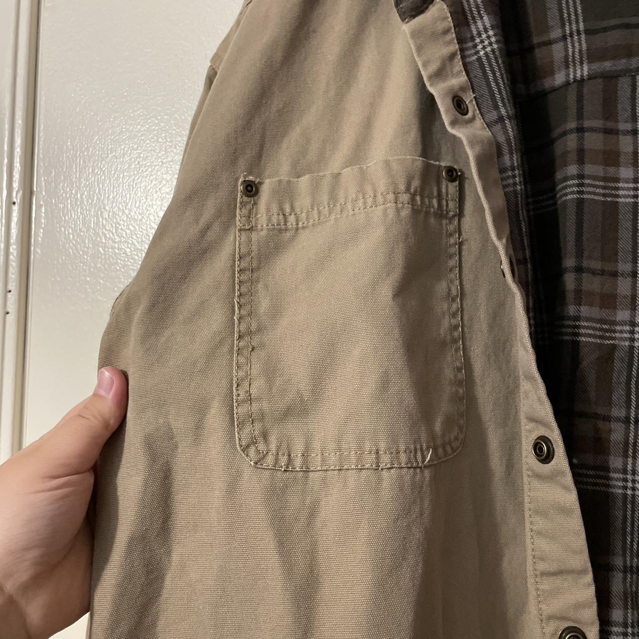 90’s tan flannel lined jacket #flannel #vintage... - Depop