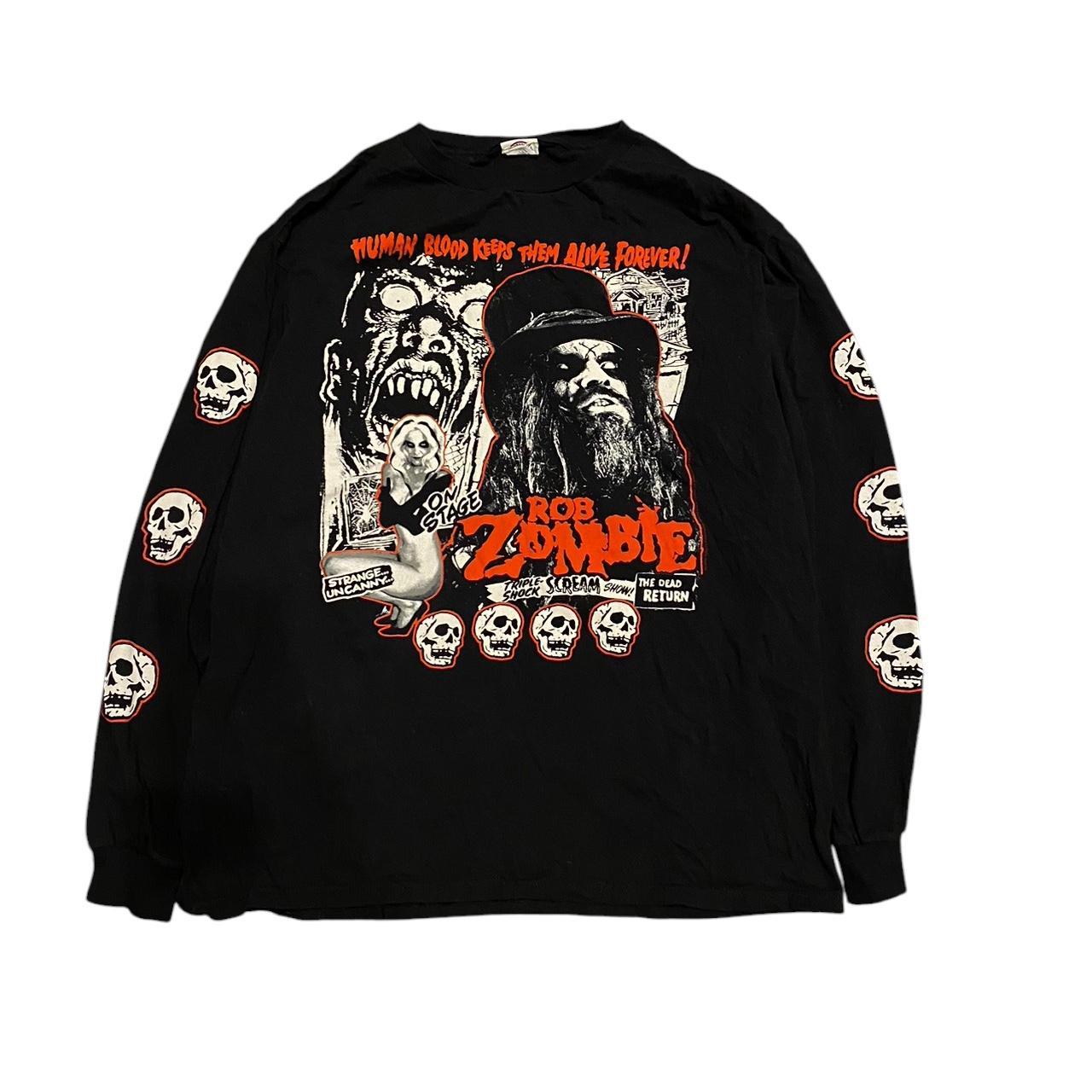 Crazy baggy Y2K Rob Zombie long sleeve shirt 22x28 ... - Depop