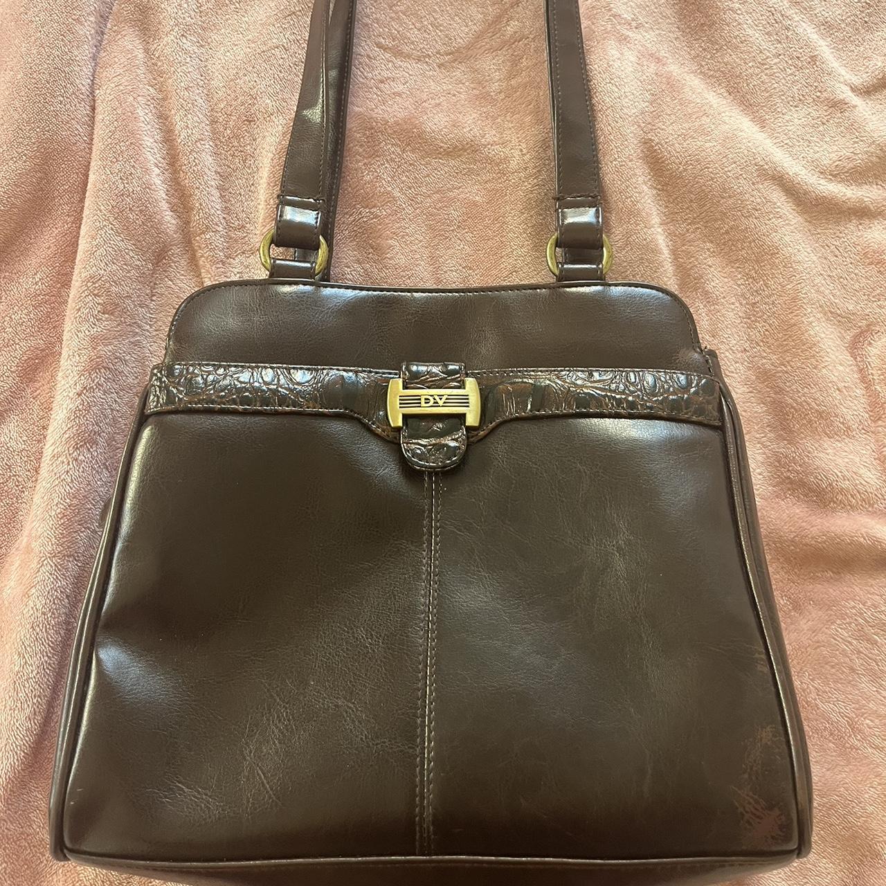 Gorgeous chocolate brown faux leather dv bag. 3... - Depop