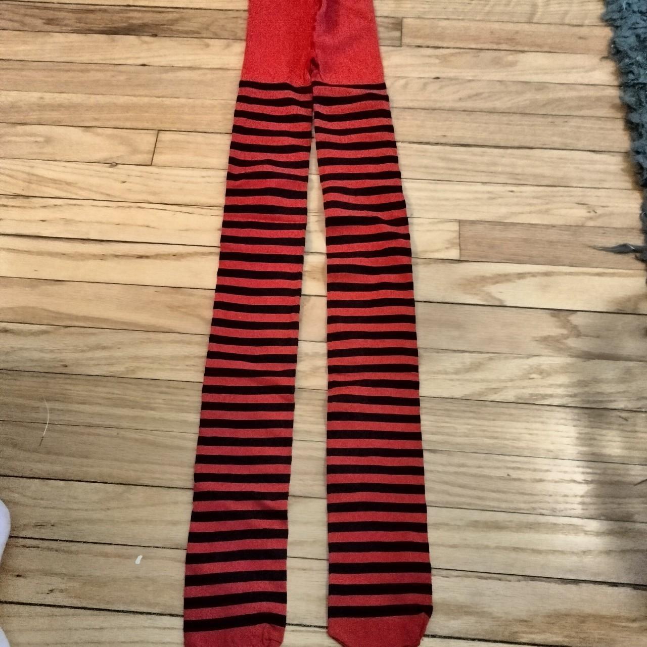 Snag Women's Black and Red Hosiery-tights | Depop