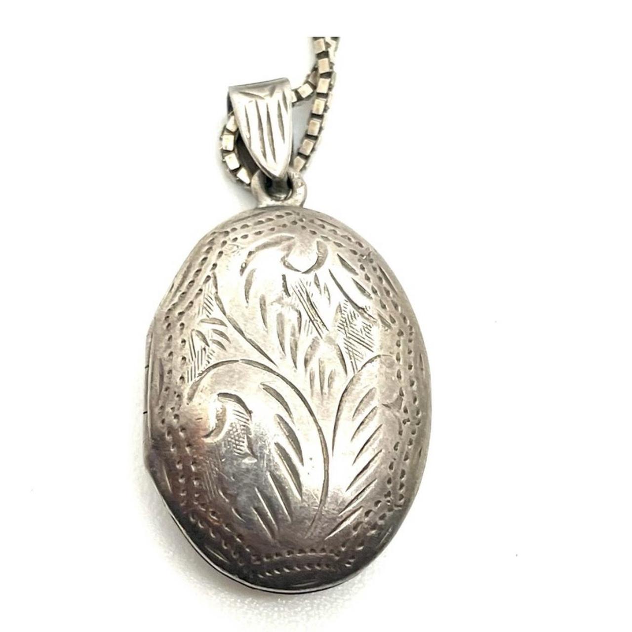 Vintage Sterling Locket Necklace Sterling vintage... - Depop