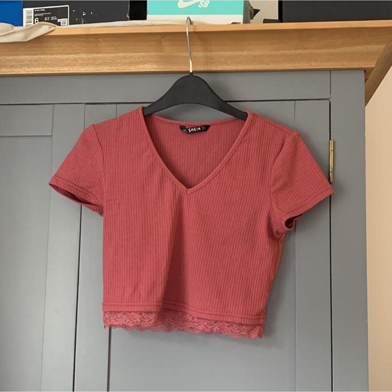 Rad lace trim crop top #croptop #redcroptop - Depop