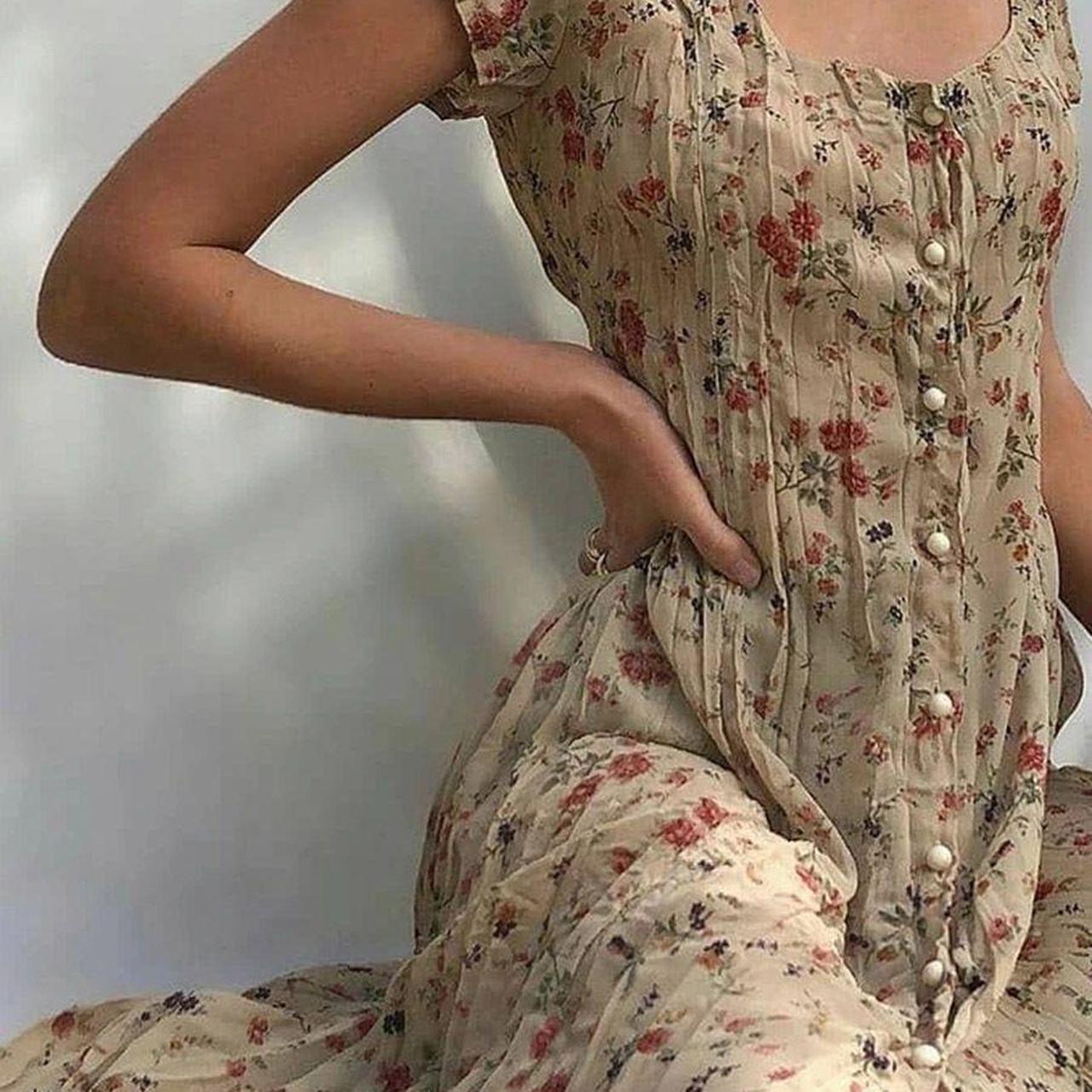 gorgeous short sleeve floral dress, cottage core... - Depop