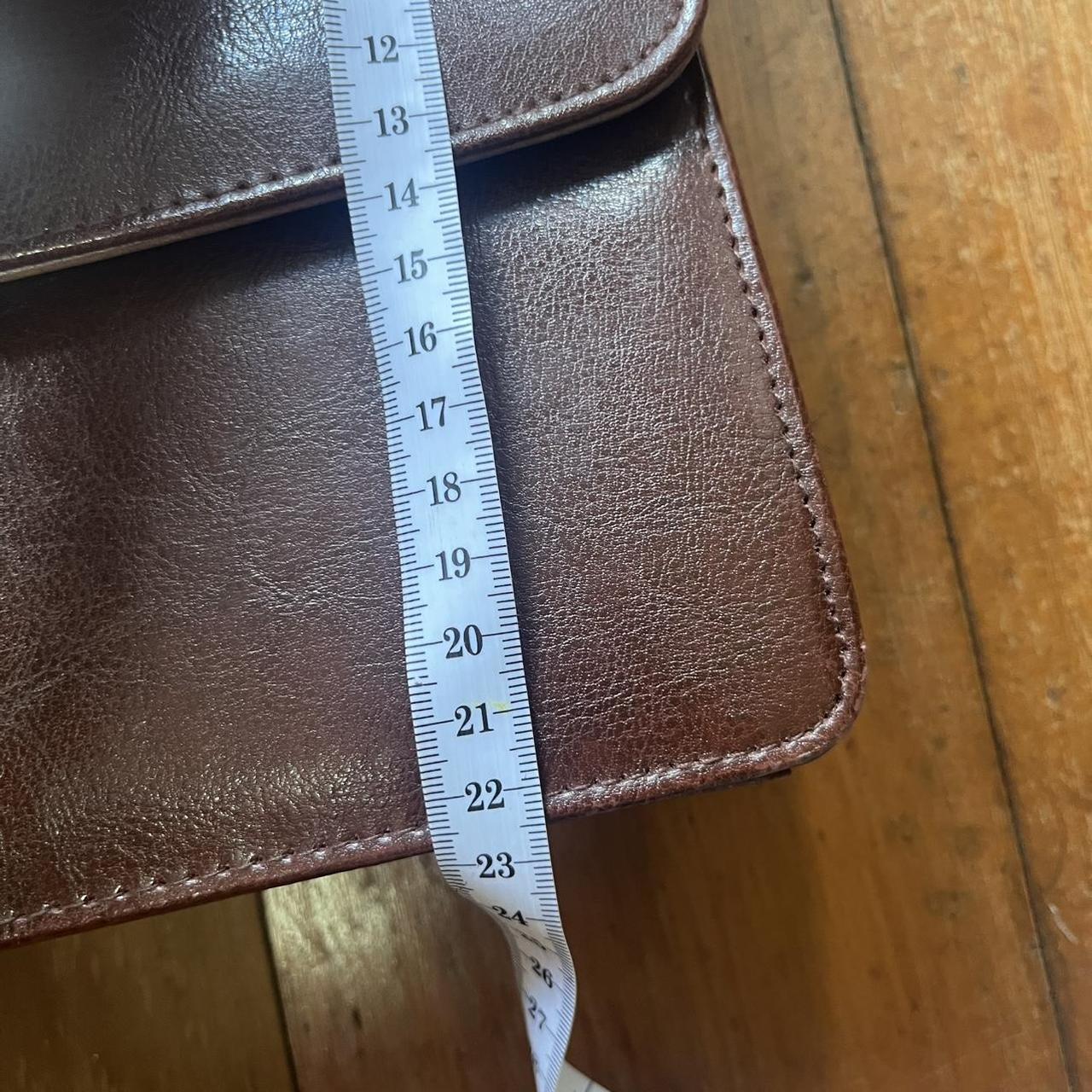 Brown/maroon leather briefcase, multiple pockets... | Depop