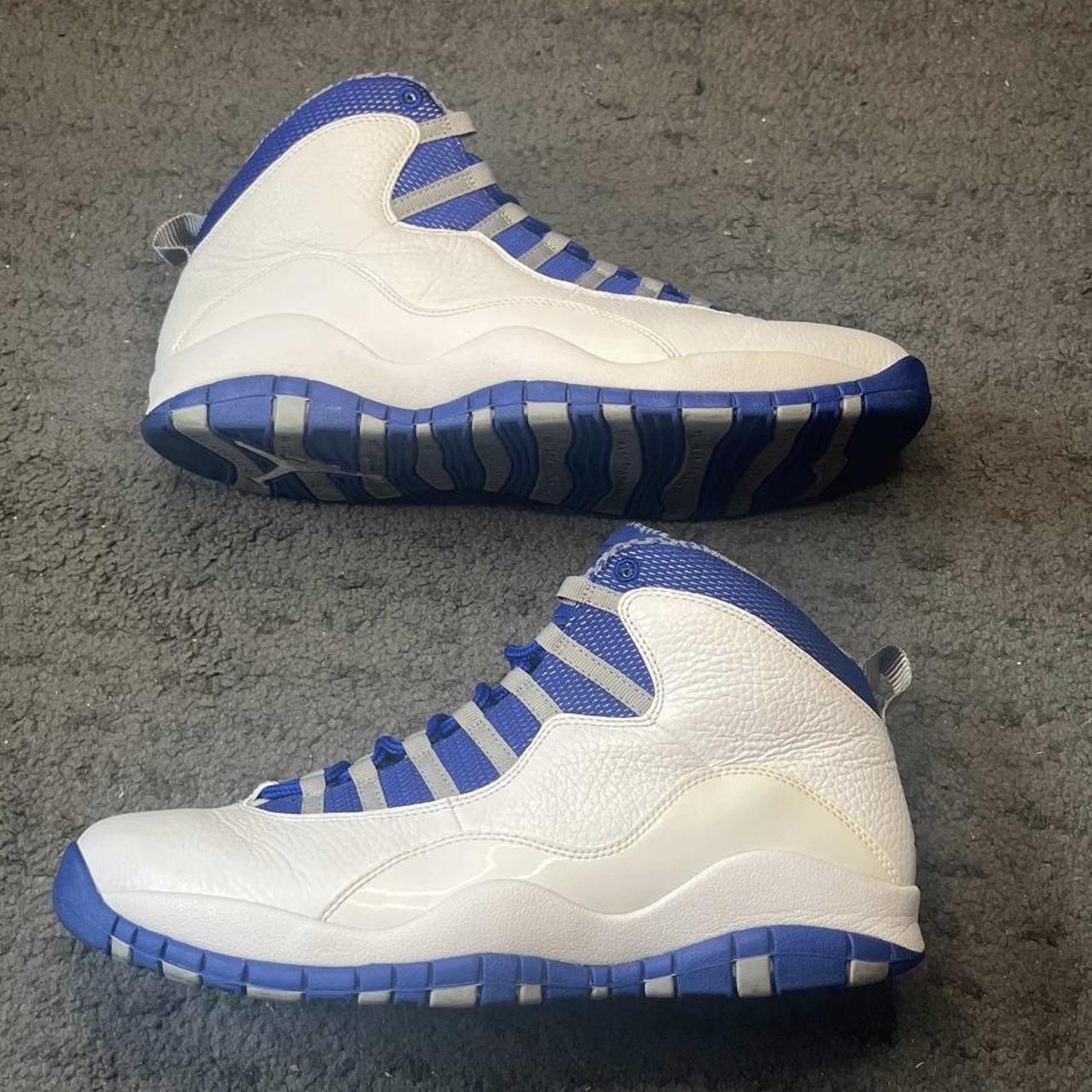 Jordan Men's White and Blue Trainers | Depop