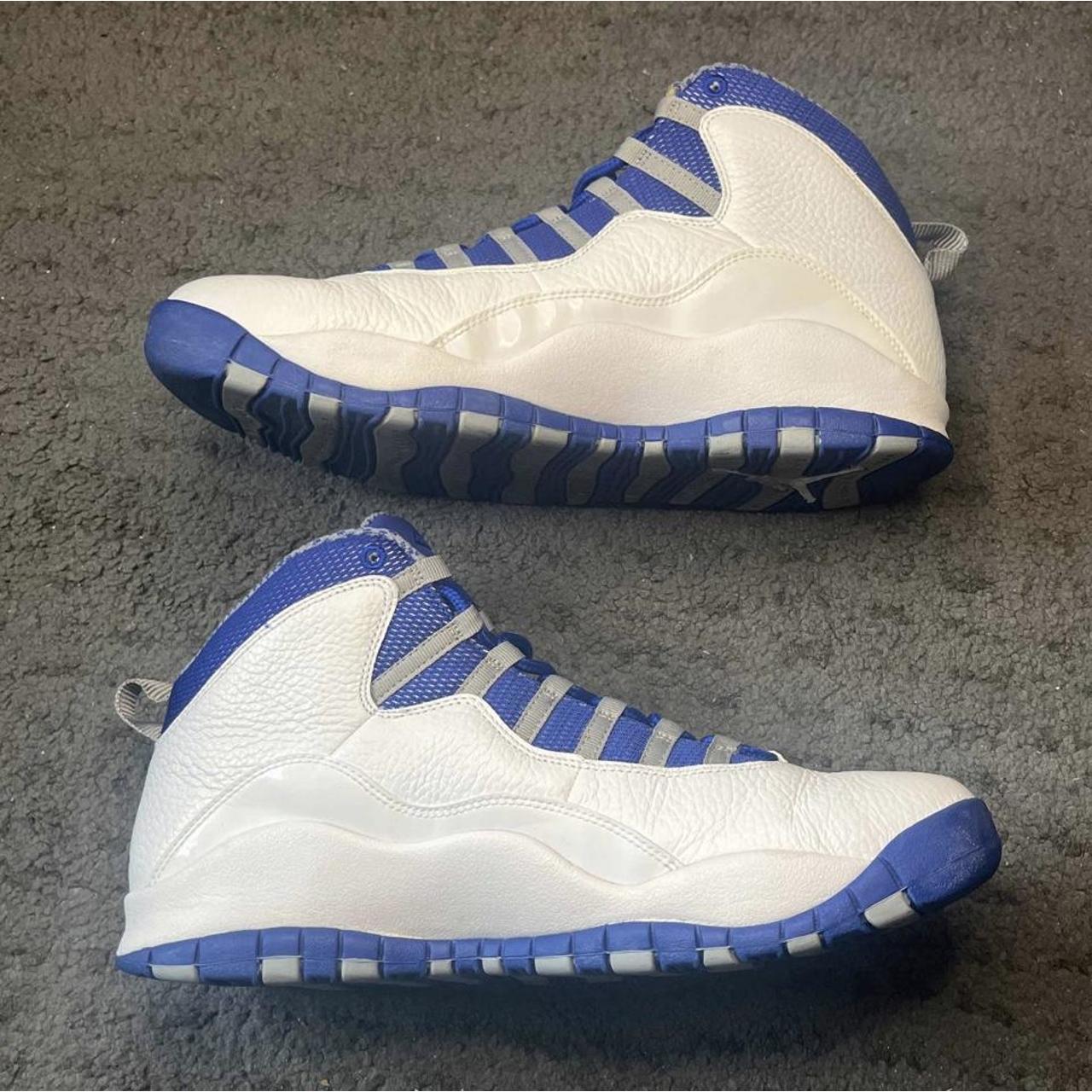 Jordan Men's White and Blue Trainers | Depop
