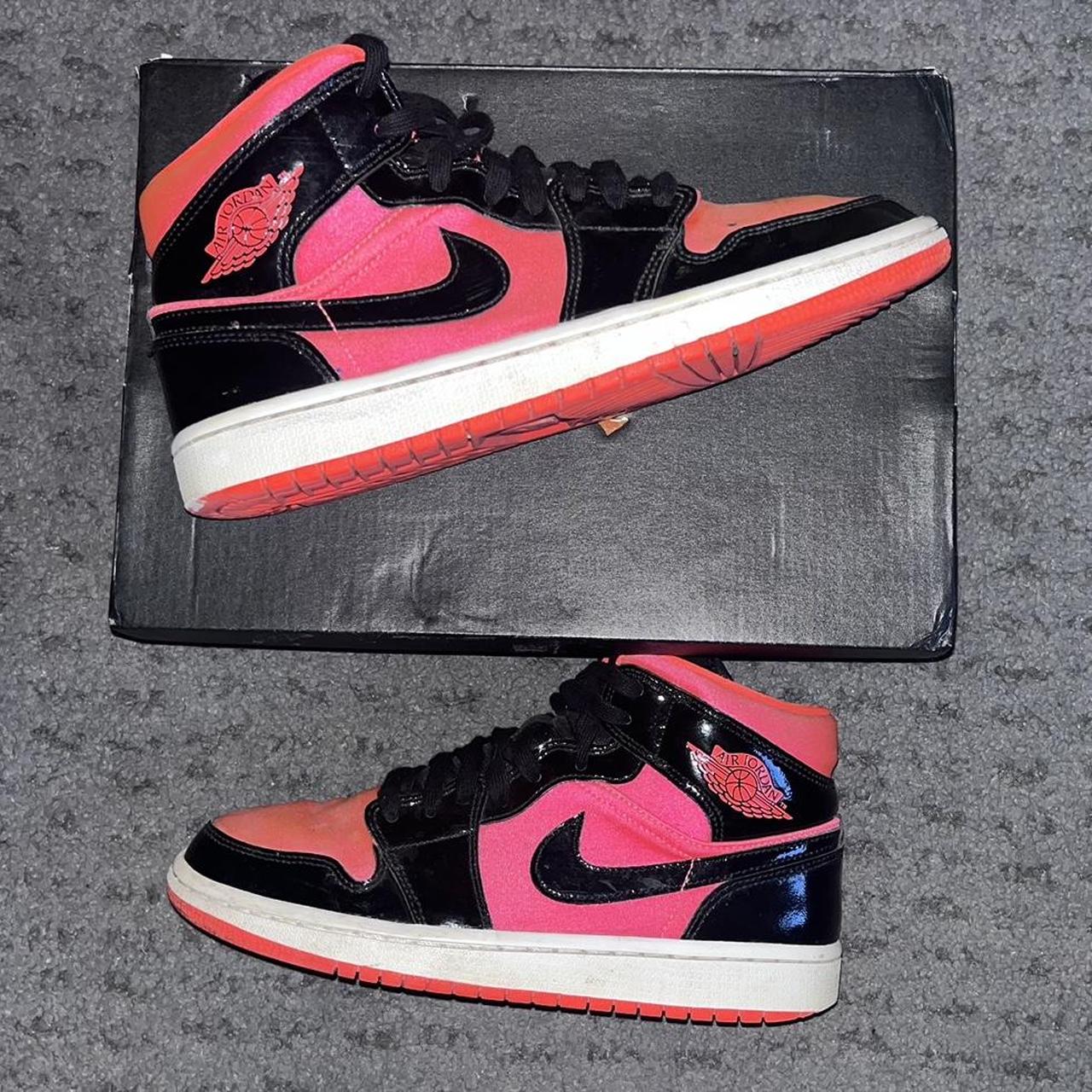 Jordan 1 mid hot pink Uk 5.5 Well worn and well... - Depop